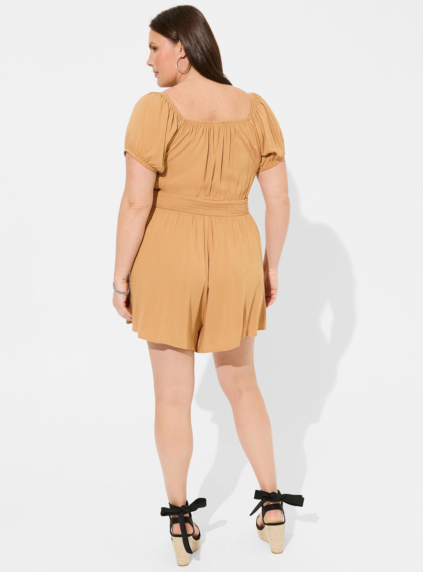 Plus Size - Rayon Slub Smocked Waist Romper - Torrid