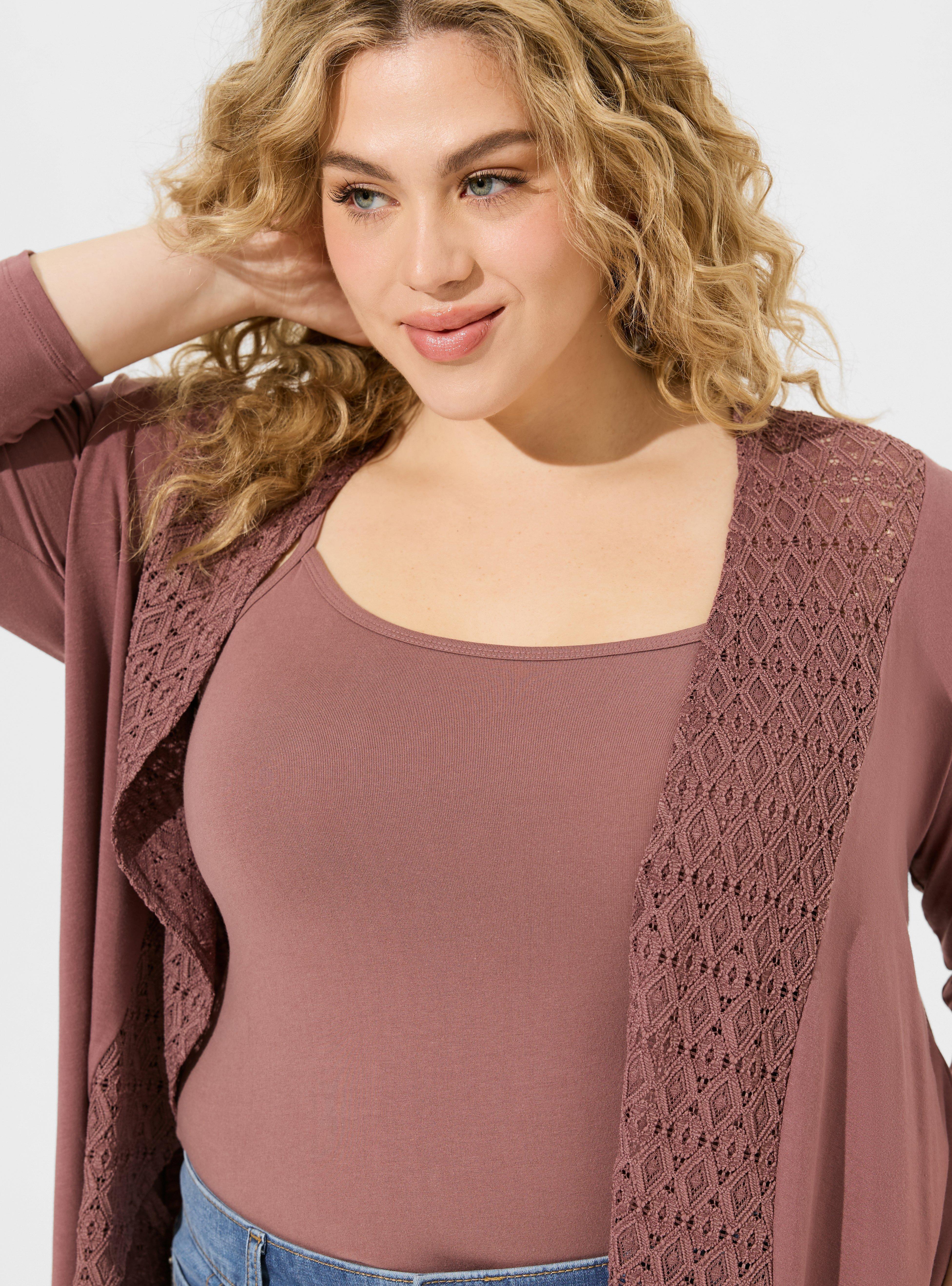 Plus Size - Super Soft Cardigan 3/4 Sleeve Drape Front - Torrid