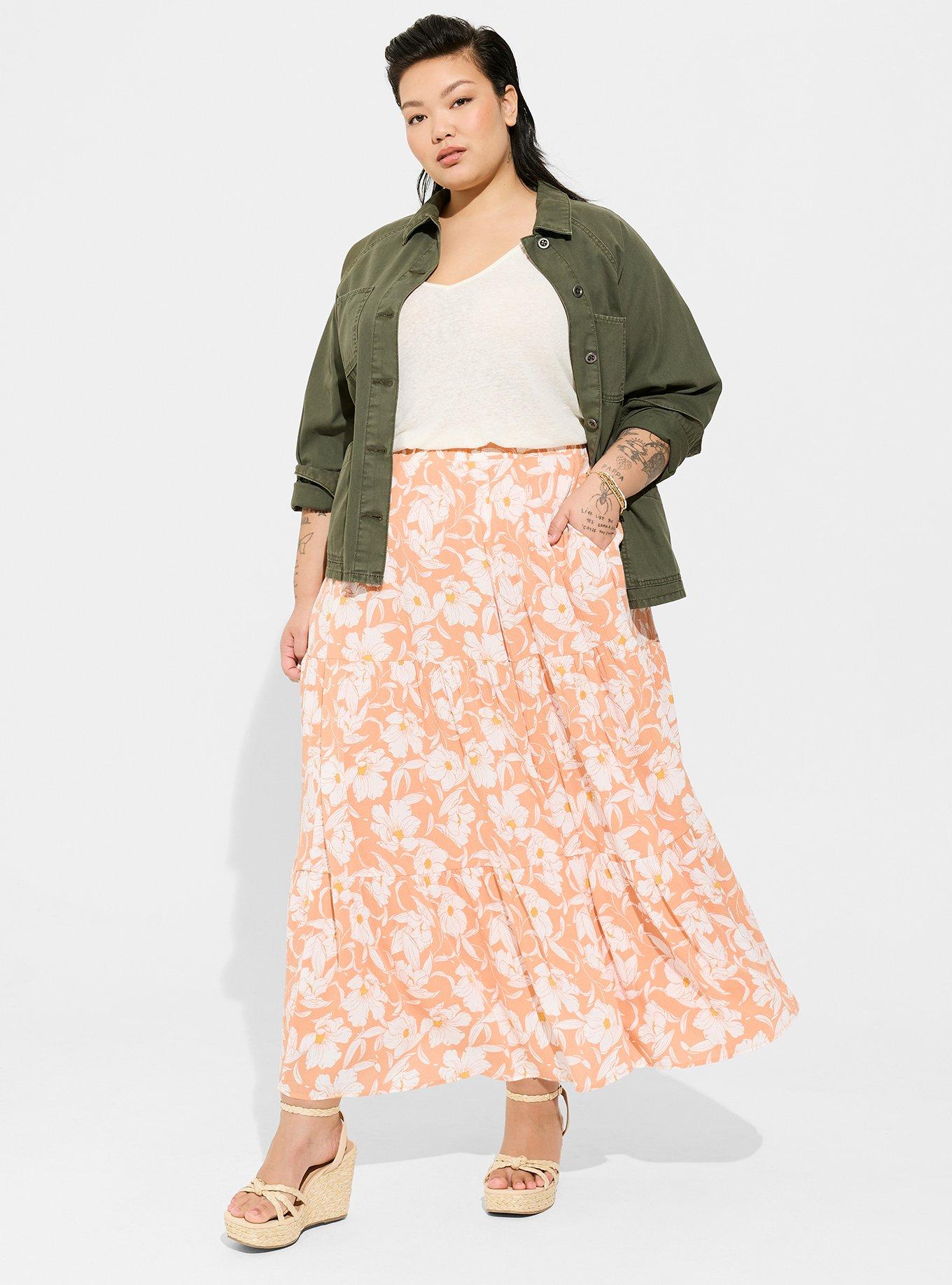 Plus Size - Maxi Washable Gauze Tiered Shirring Skirt - Torrid