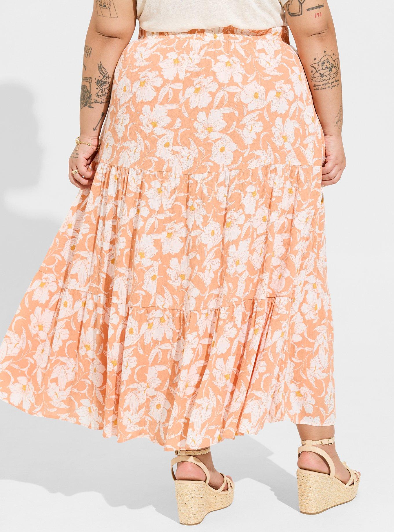 Plus Size - Maxi Washable Gauze Tiered Shirring Skirt - Torrid