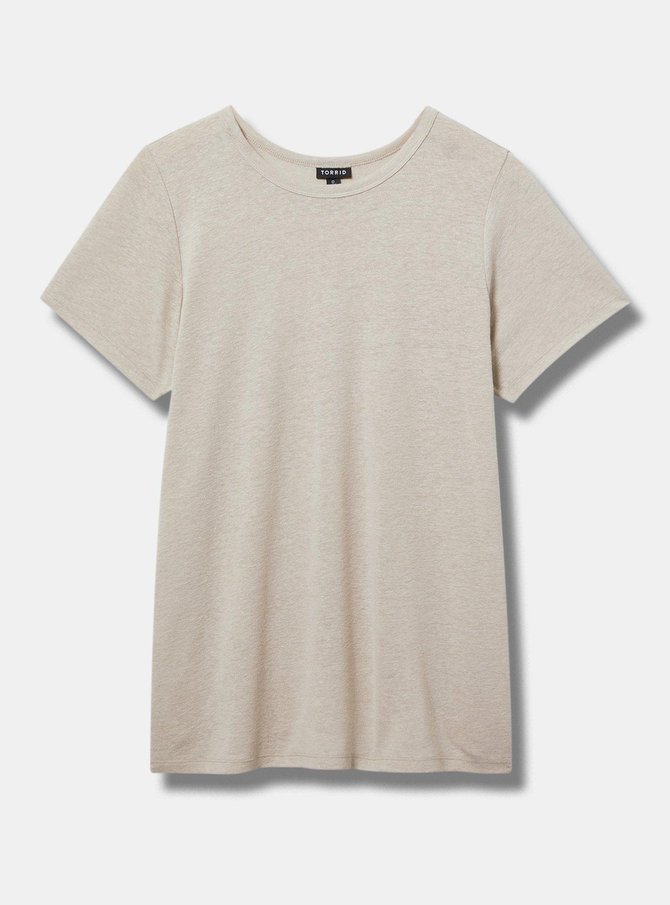 Plus Size - Lightweight Linen Blend Crew Neck Tee - Torrid