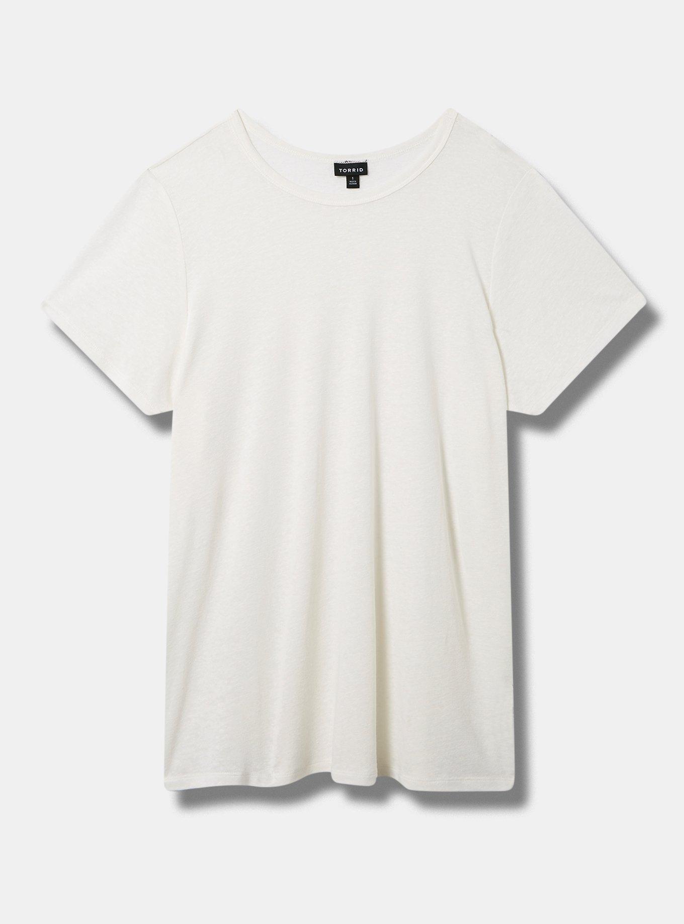 Plus Size - Lightweight Linen Blend Crew Neck Tee - Torrid