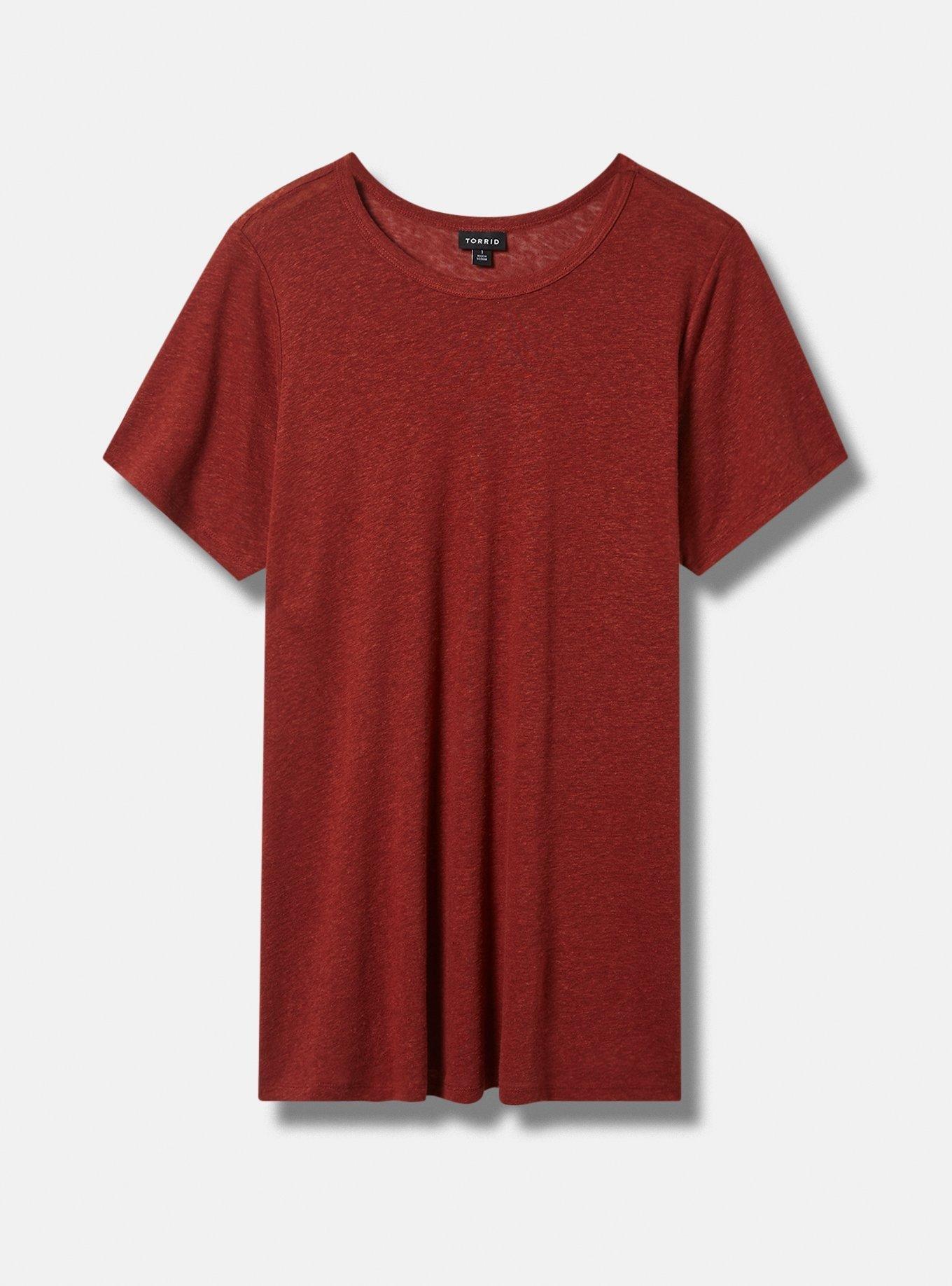 Plus Size - Lightweight Linen Blend Crew Neck Tee - Torrid