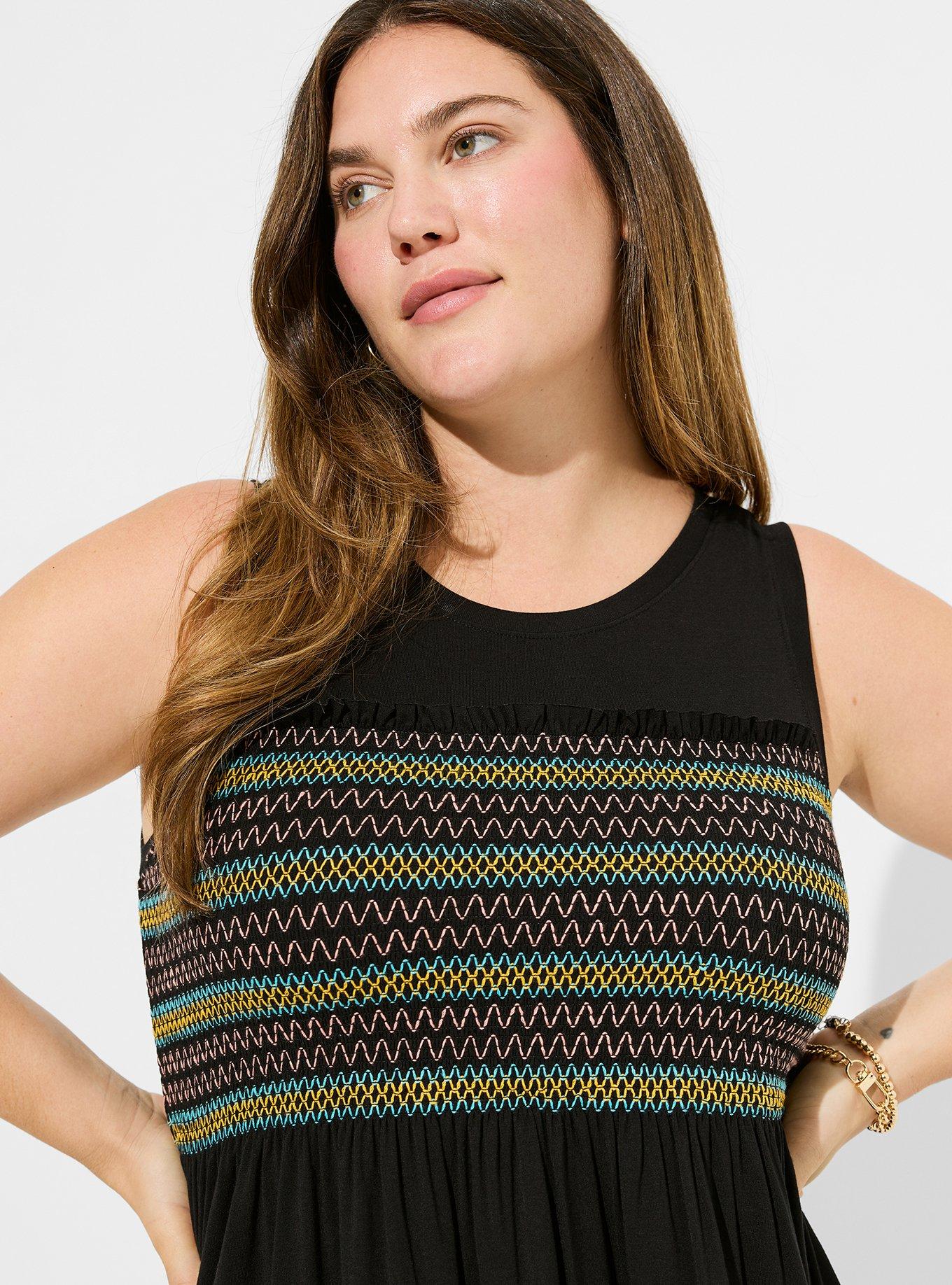 Plus Size - Super Soft Crew Neck Smocked Tank - Torrid