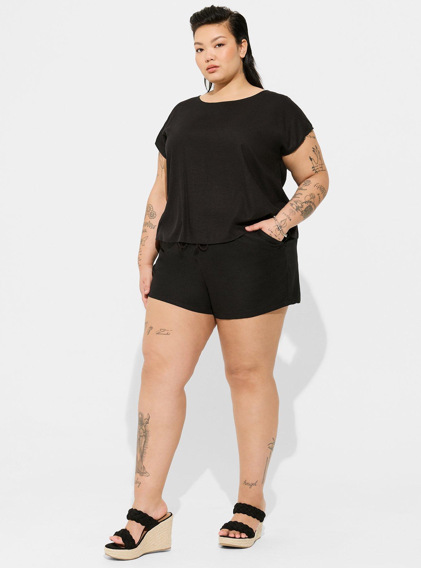 Plus Size - 5 Inch Pull-On Stretch Linen Mid-Rise Short - Torrid