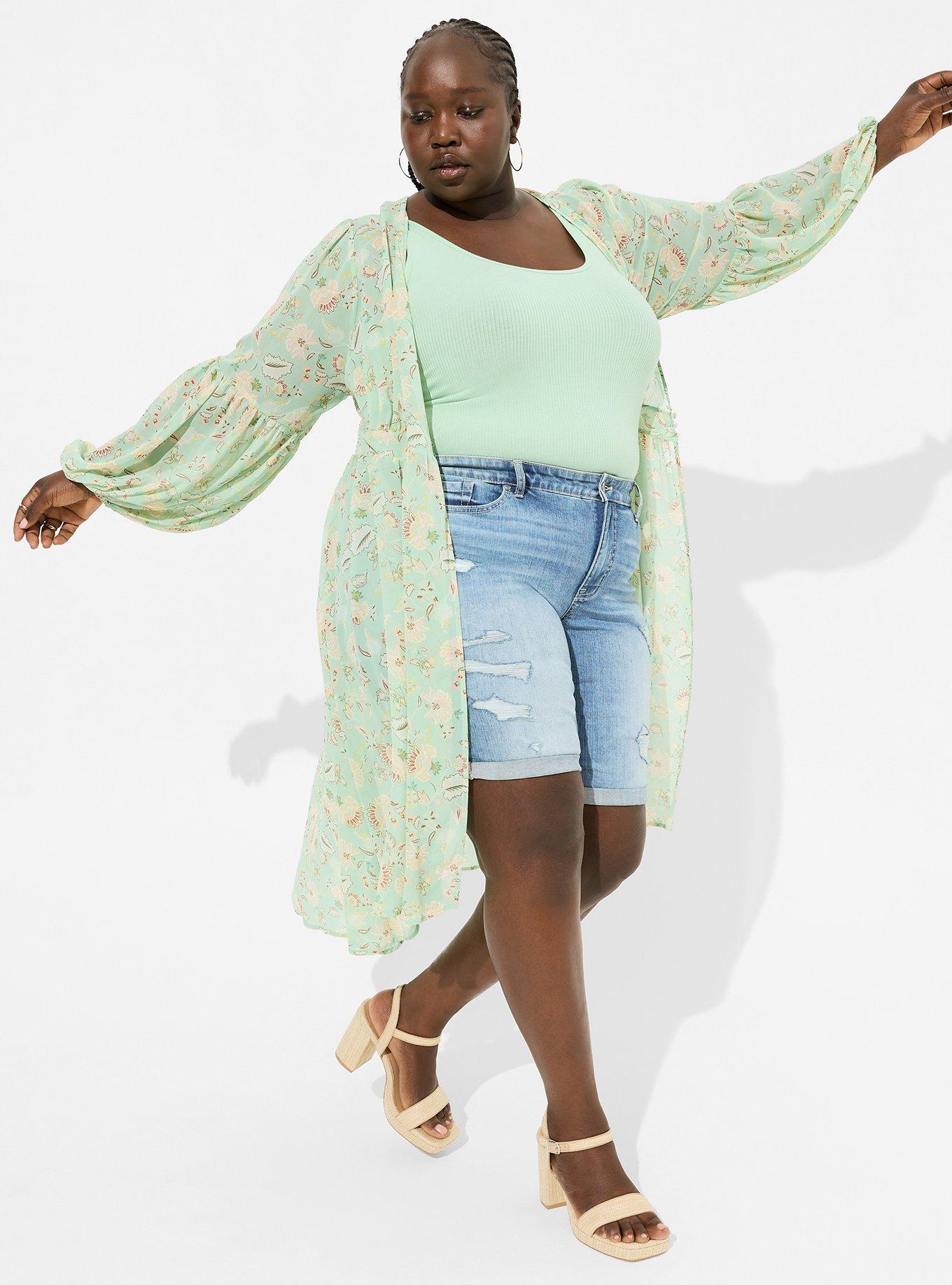 Plus Size - Festi Chiffon Puff Sleeve Kimono - Torrid