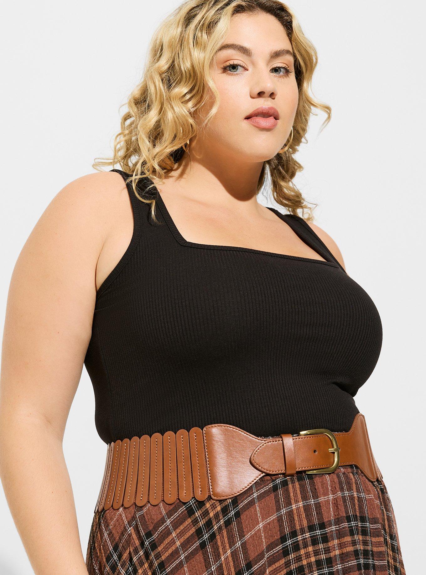 Plus Size - All Over Stretch Burnished Buckle Waist Belt - Torrid