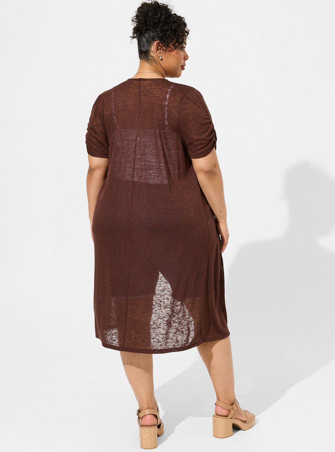 Plus Size - Slub Duster Ruched Short Sleeve - Torrid