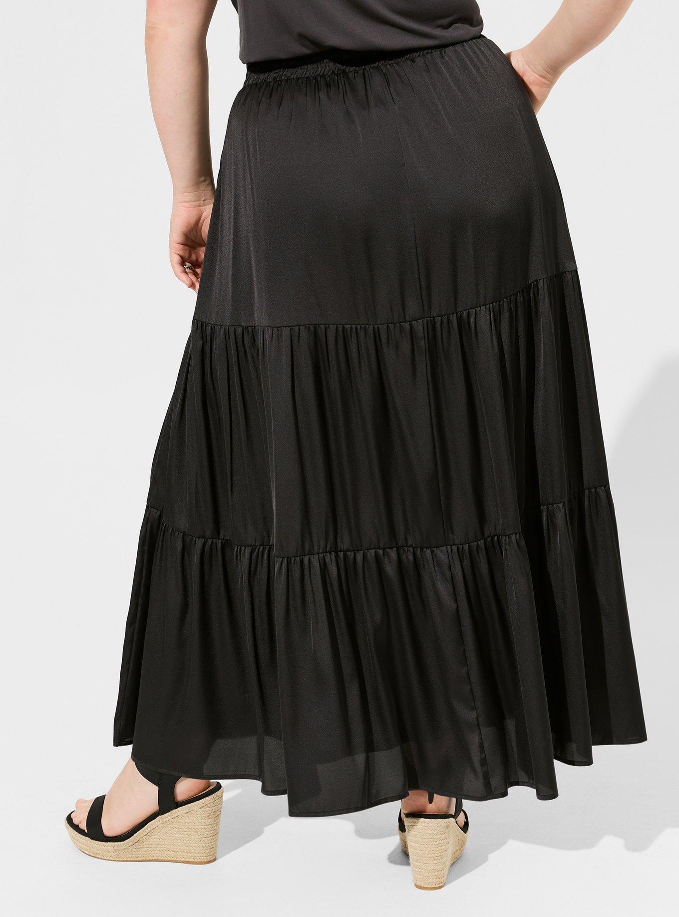 Plus Size - Maxi Satin Tiered Skirt - Torrid