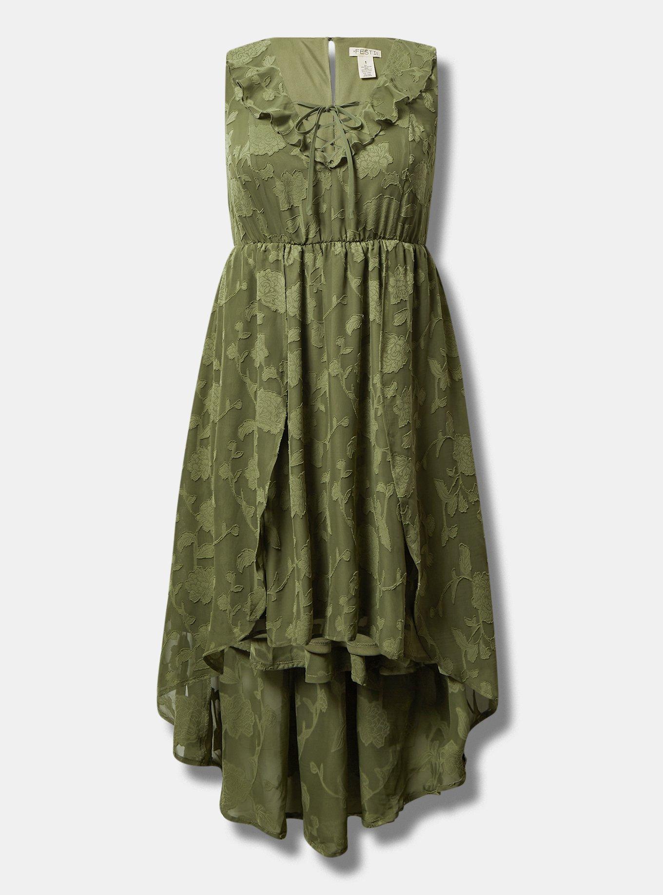 Plus Size - Festi Stretch Lace Hi Lo Lace Up Maxi Dress - Torrid