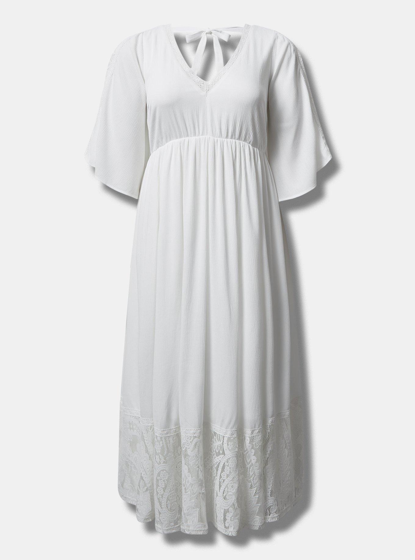 Plus Size - Festi Mixed Lace Washable Gauze Maxi Dress - Torrid