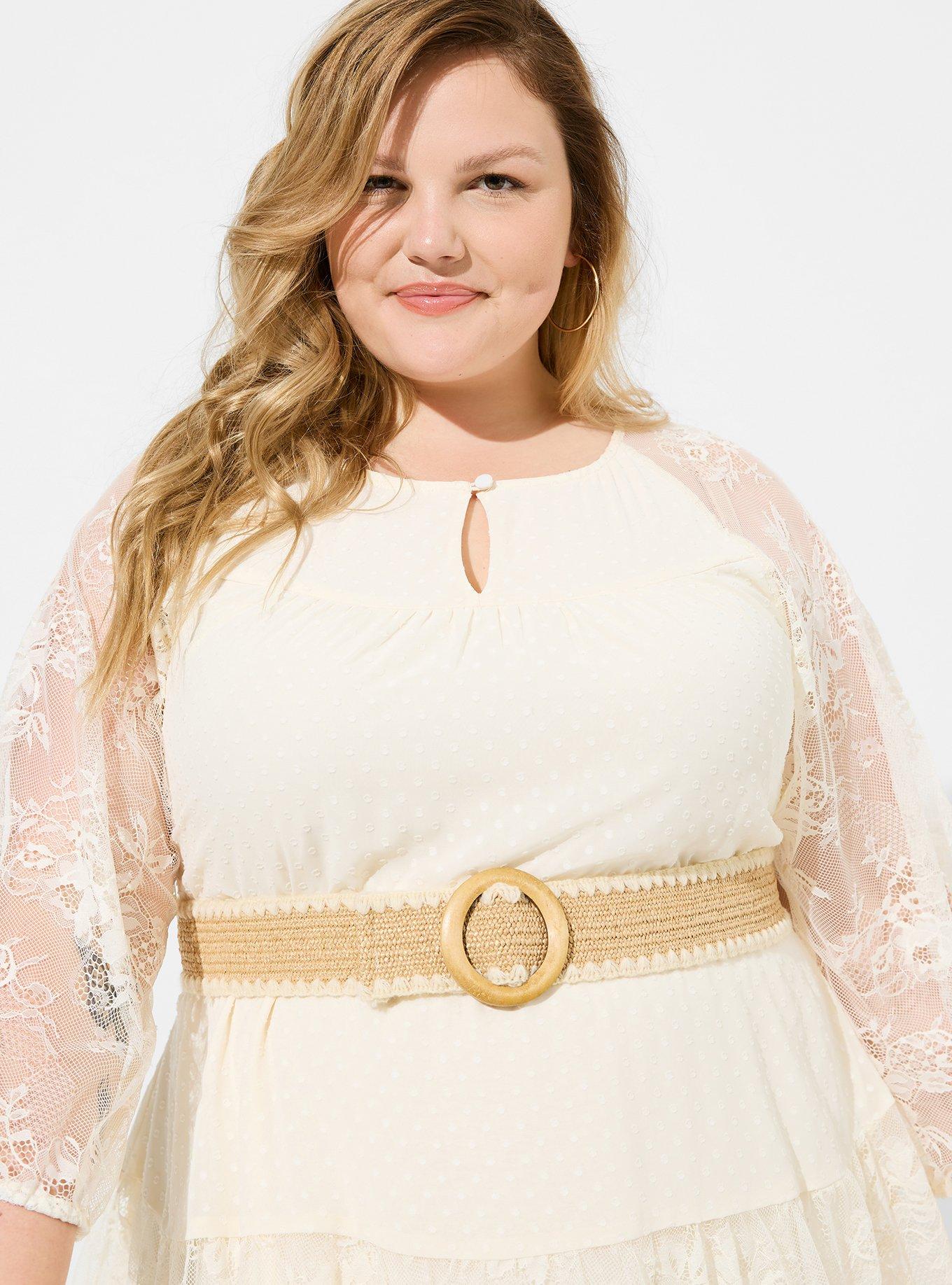 Plus Size - Festi Lace Clip Dot Mini Dress - Torrid