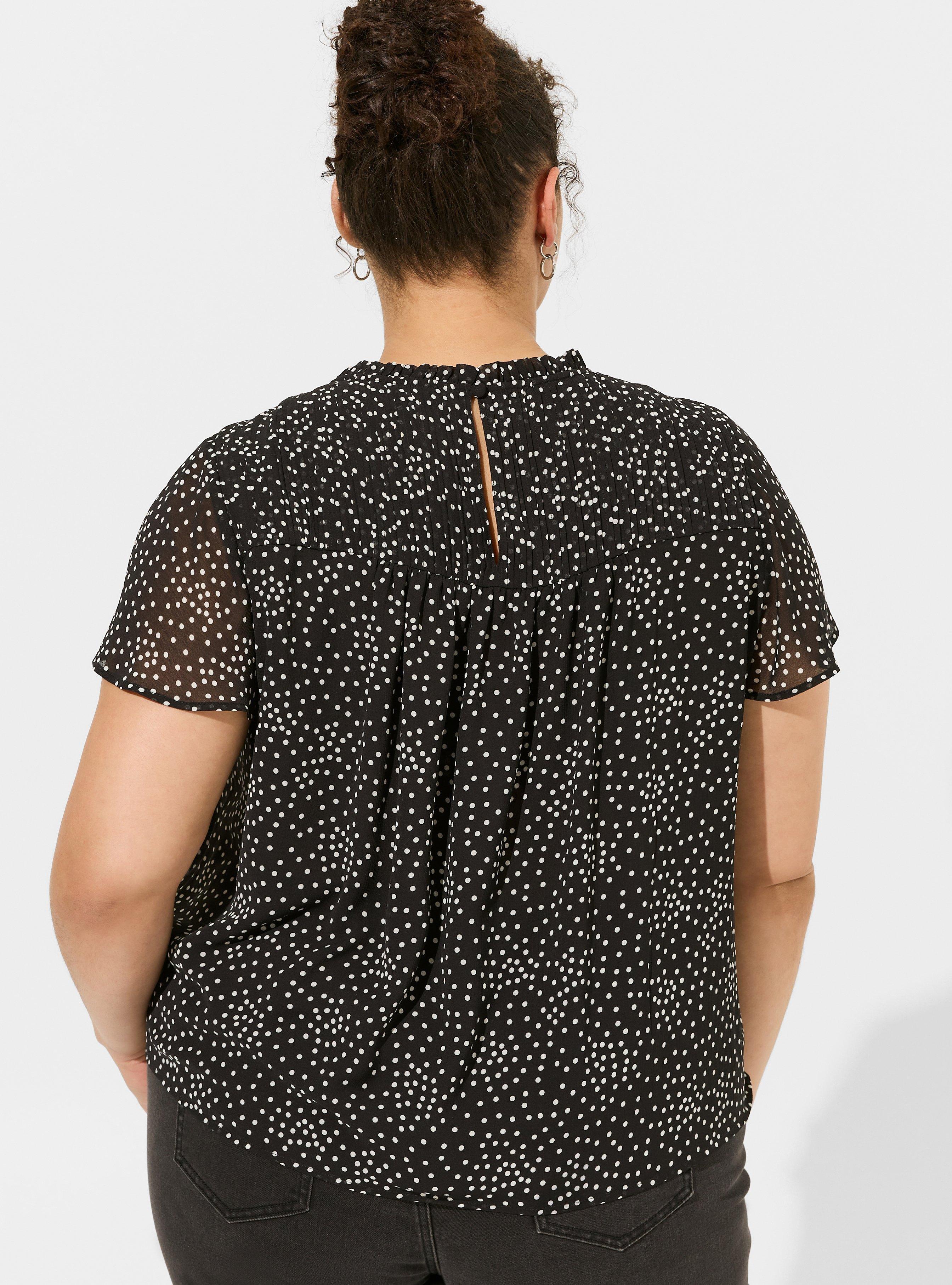 Plus Size - Chiffon Smocked Pintuck Flutter Short Sleeve Blouse - Torrid