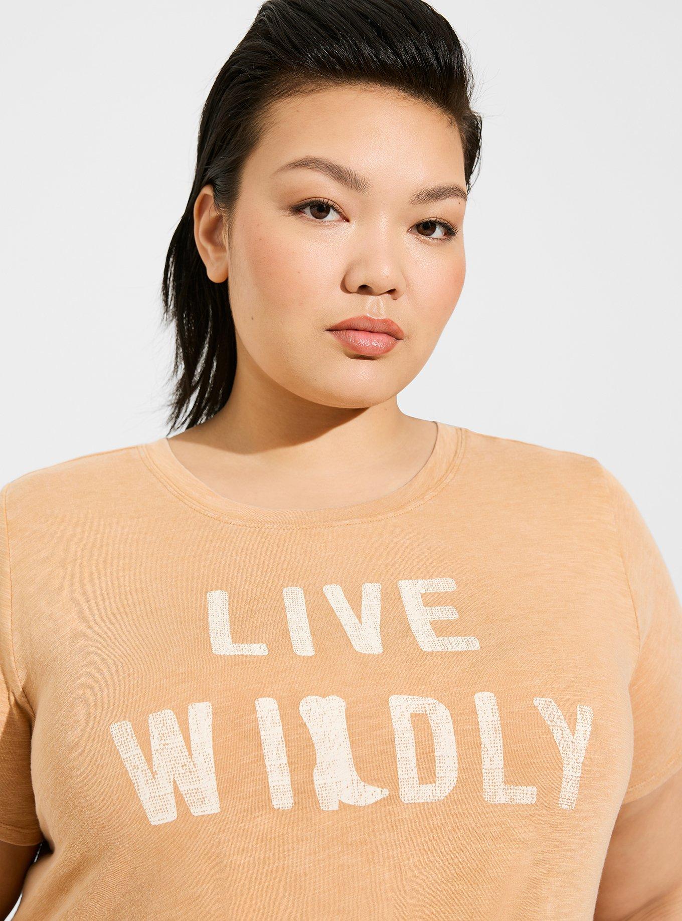 Plus Size - Live Wildly Classic Fit Super Soft Slub Crew Neck Twist ...