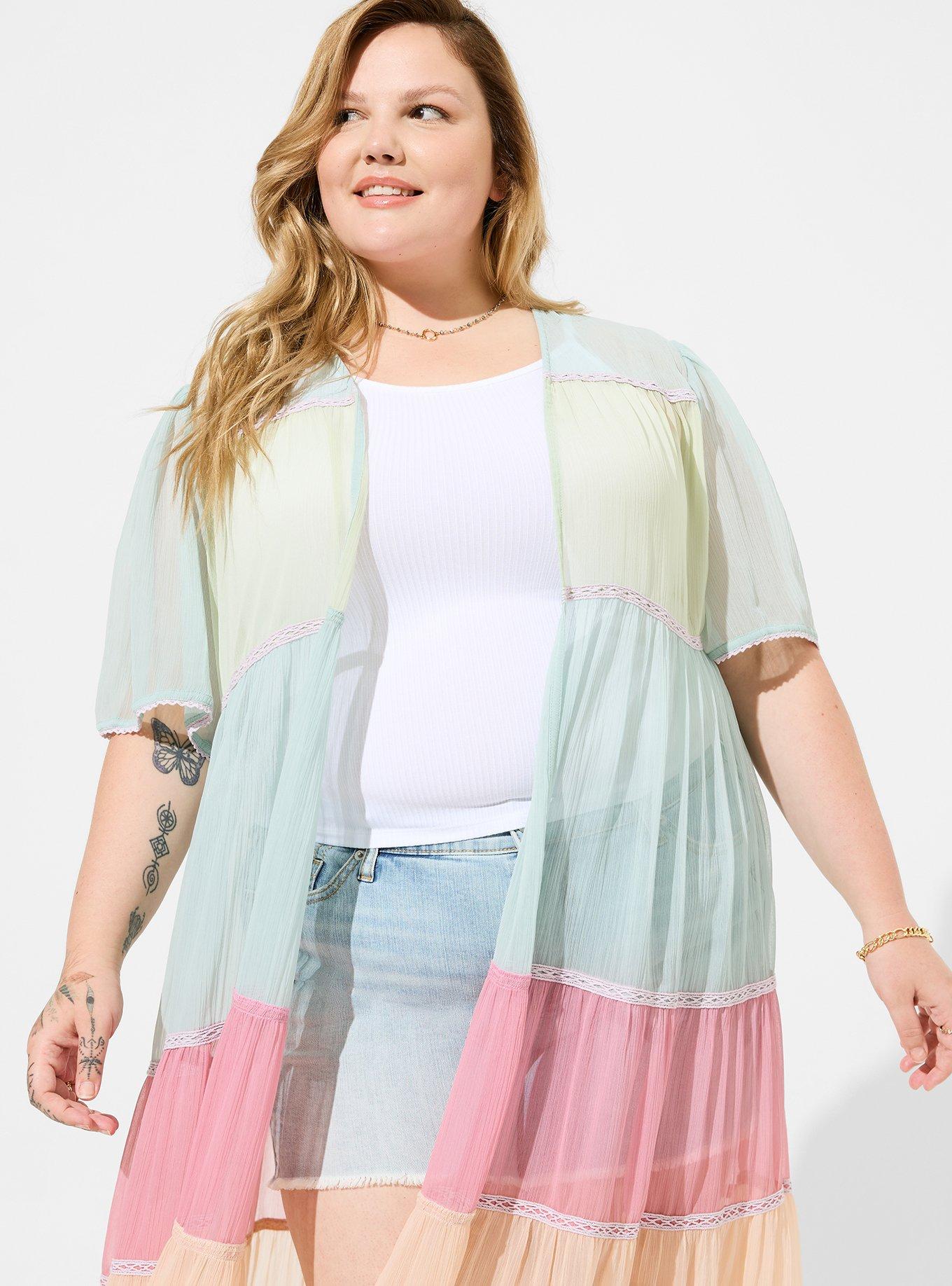 Plus Size - Festi Chiffon Tiered Kimono - Torrid