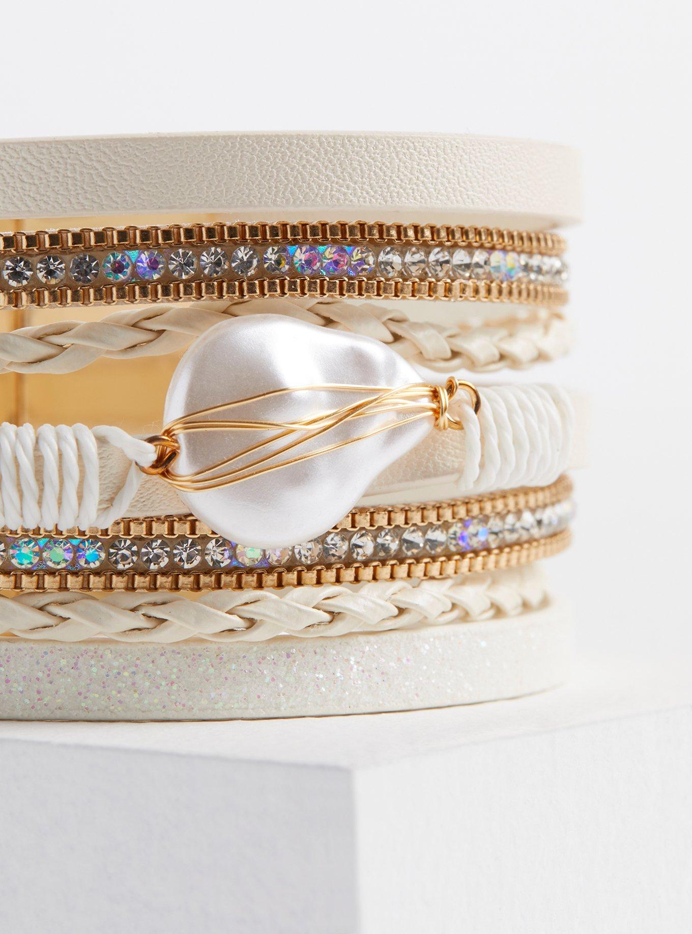Plus Size - Wire Wrapped Pearl Magnetic Bracelet - Torrid