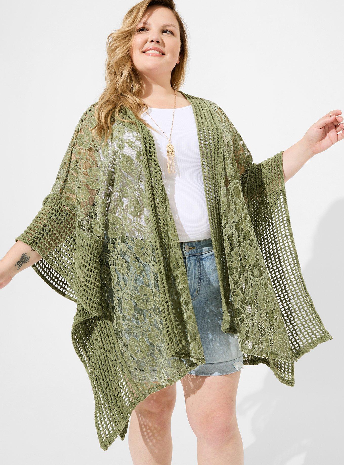 Plus Size - Mixed Lace And Pointelle Poncho - Torrid