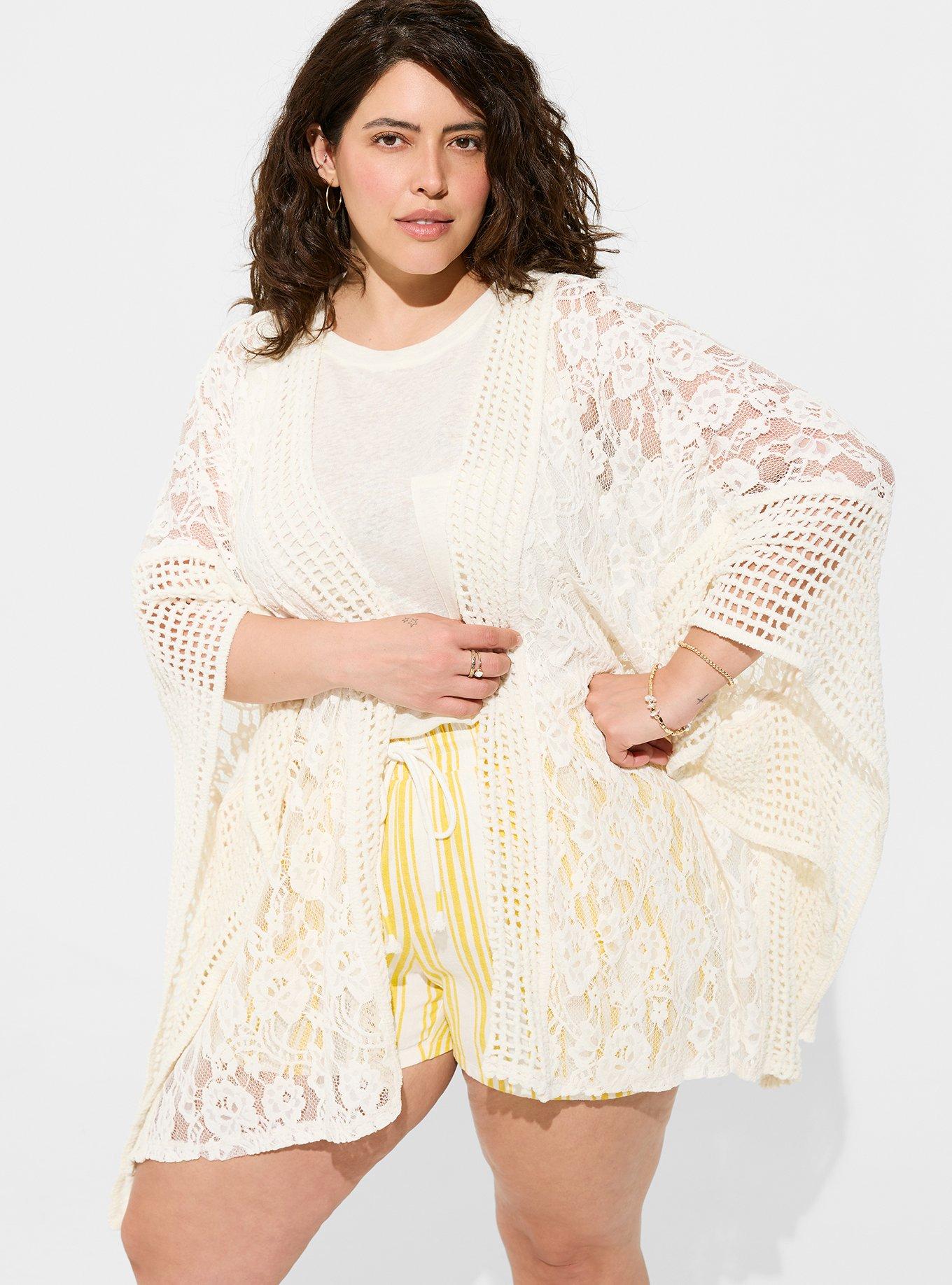 Plus Size - Mixed Lace And Pointelle Poncho - Torrid