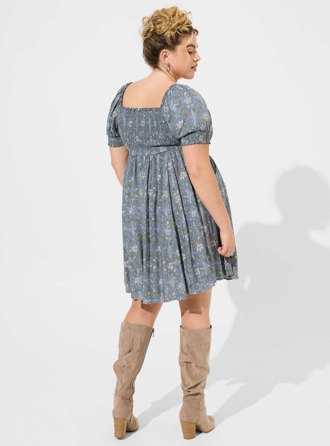 Plus Size - Outlander Mini Challis Smocked Dress - Torrid