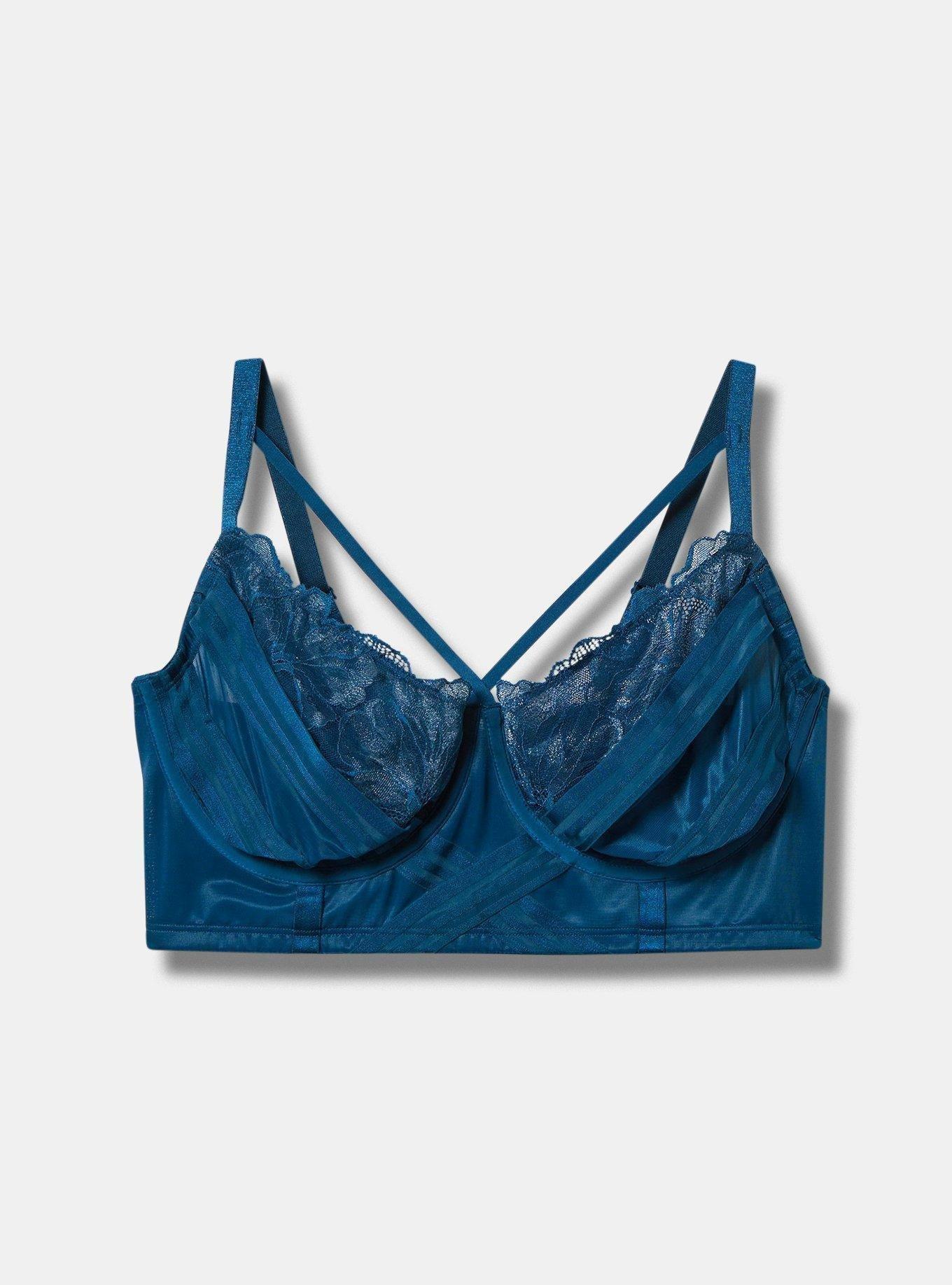 Plus Size - Striped Mesh Elastic Longline Cutout Bra - Torrid