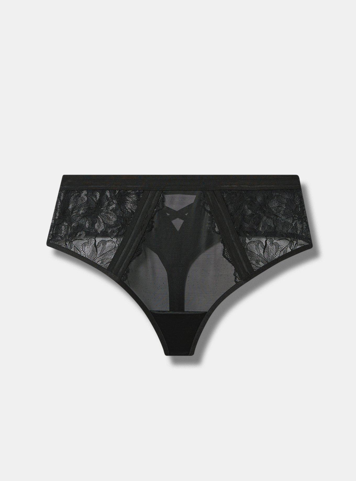 Plus Size - Striped Mesh Elastic High Waist Thong - Torrid