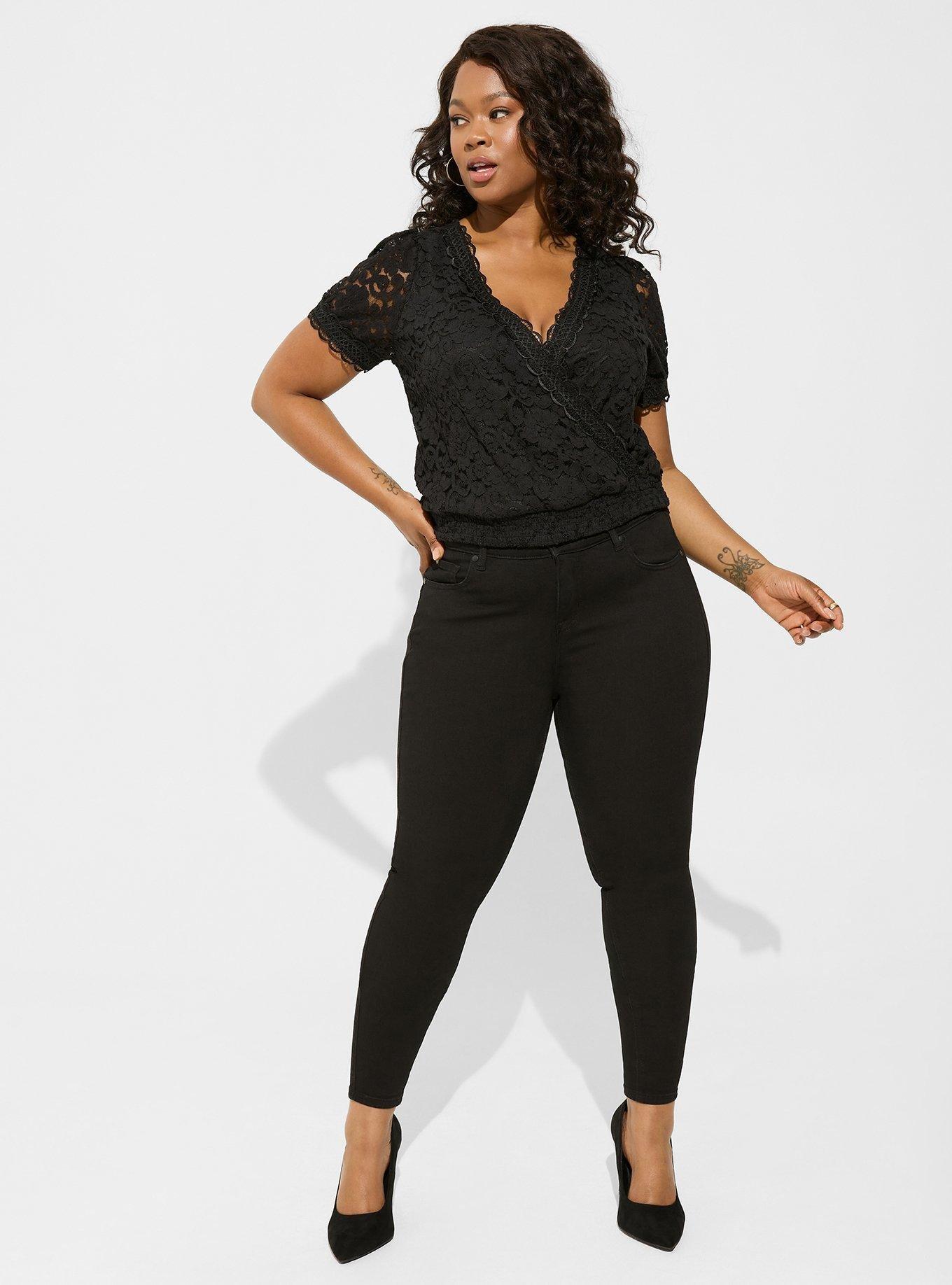 Plus Size - Stretch Lace Surplice Crop Top - Torrid