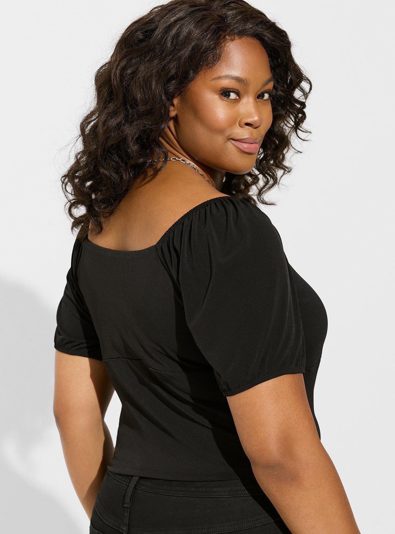 Plus Size - Studio Knit Sweetheart Smocked Back Crop Top - Torrid