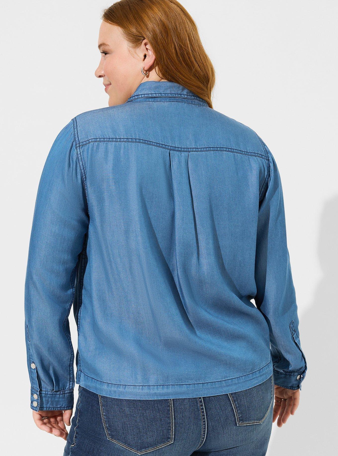 Plus Size - Chambray Two Pocket Button Up Shirt - Torrid