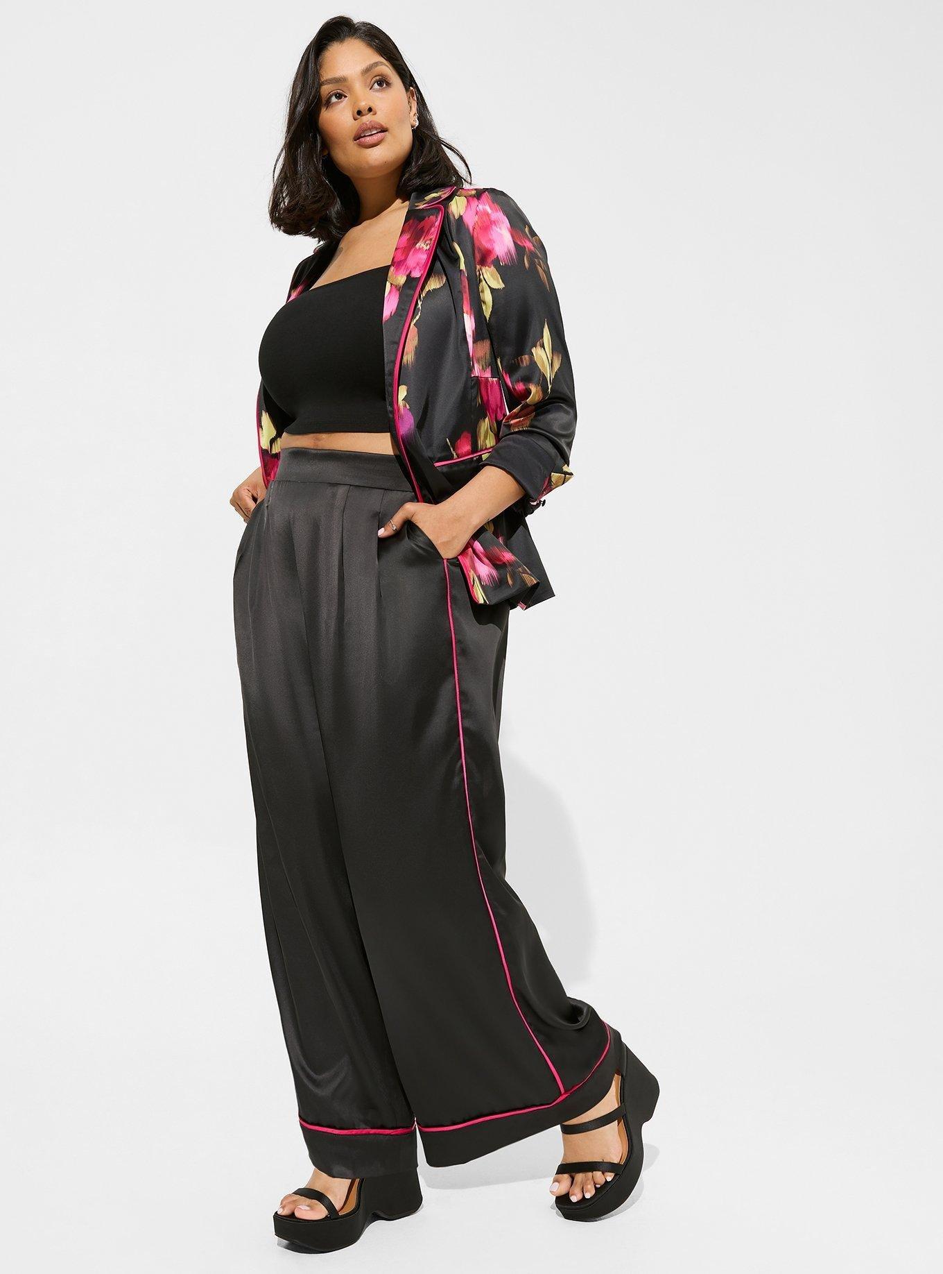 Plus Size - Wide Leg Satin High Rise Pant - Torrid