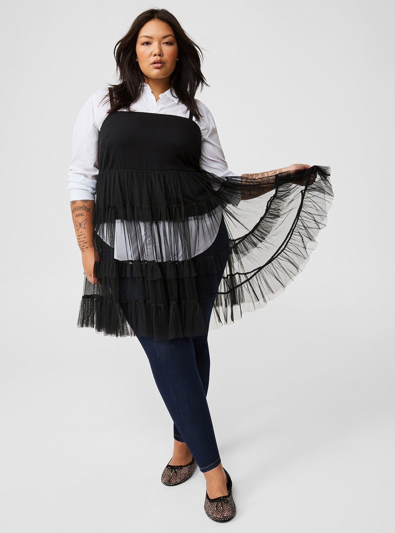Plus Size - Challis And Mesh Tiered Sleeveless Top - Torrid