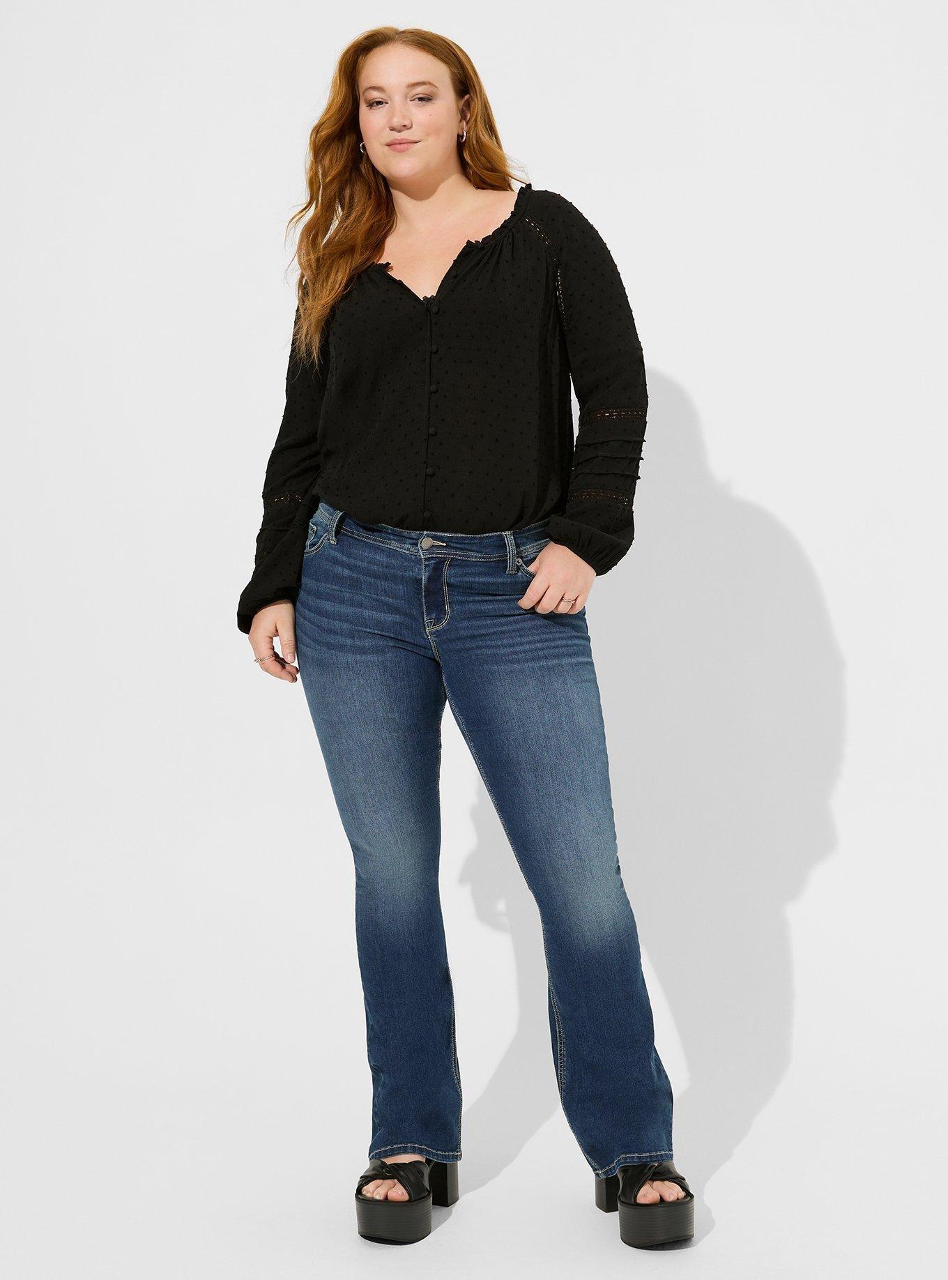 Plus Size - Washable Gauze Lace Inset Top - Torrid