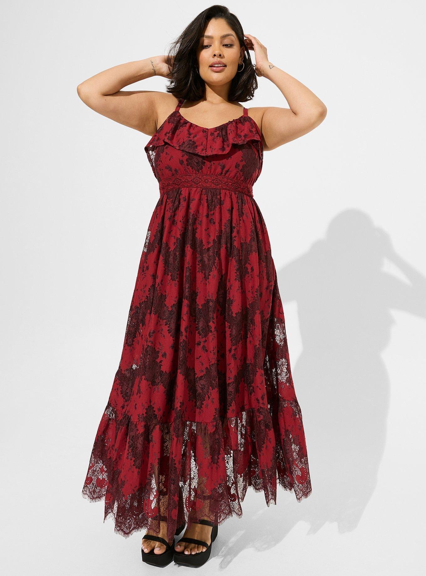 Plus Size - Maxi Two Tone Lace Tiered Hem Dress - Torrid