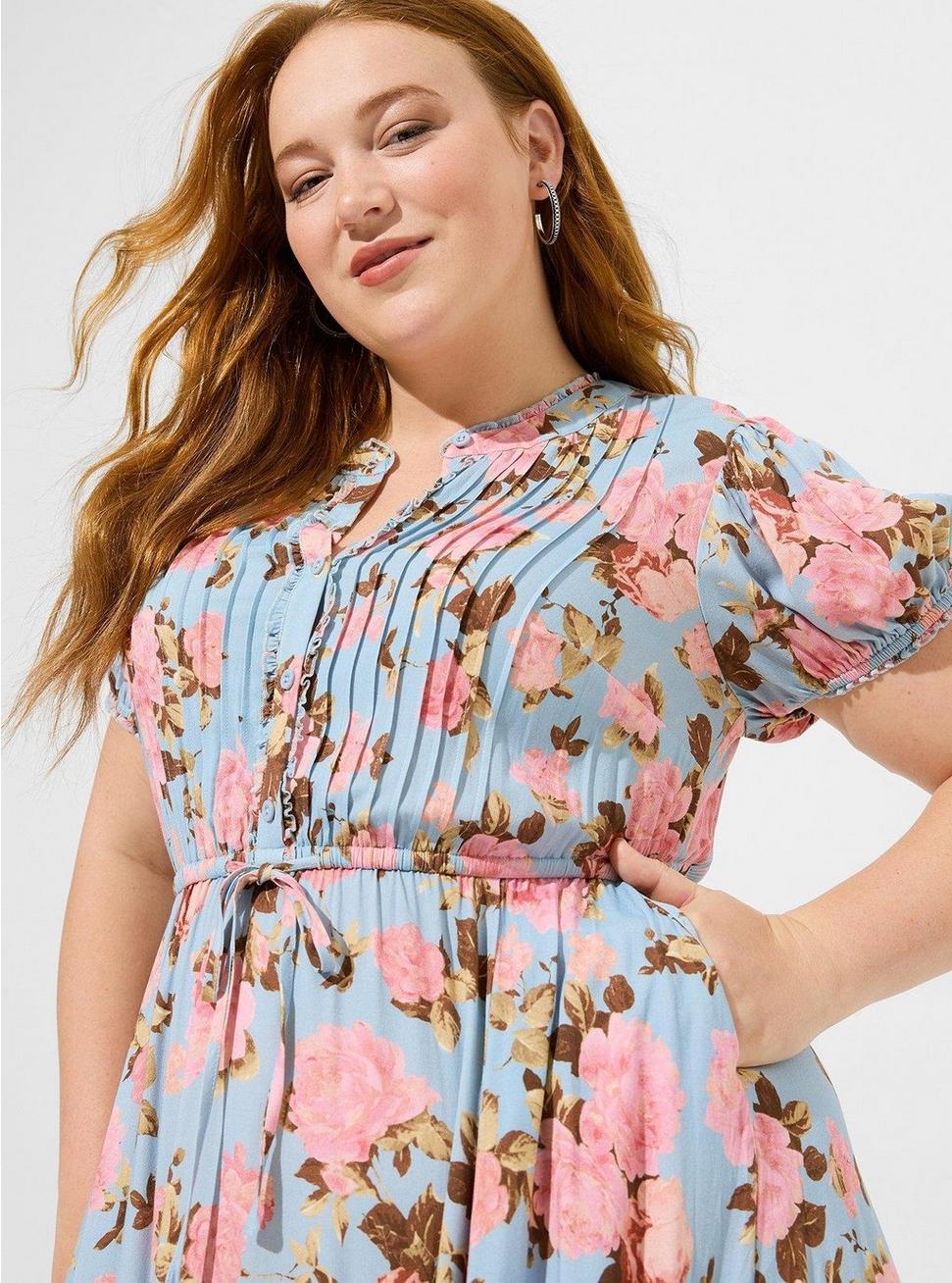 Plus Size - Maxi Stretch Challis Pintuck Tiered Dress - Torrid Plus Size - Maxi Stretch Challis Pintuck Tiered Dress - Torrid