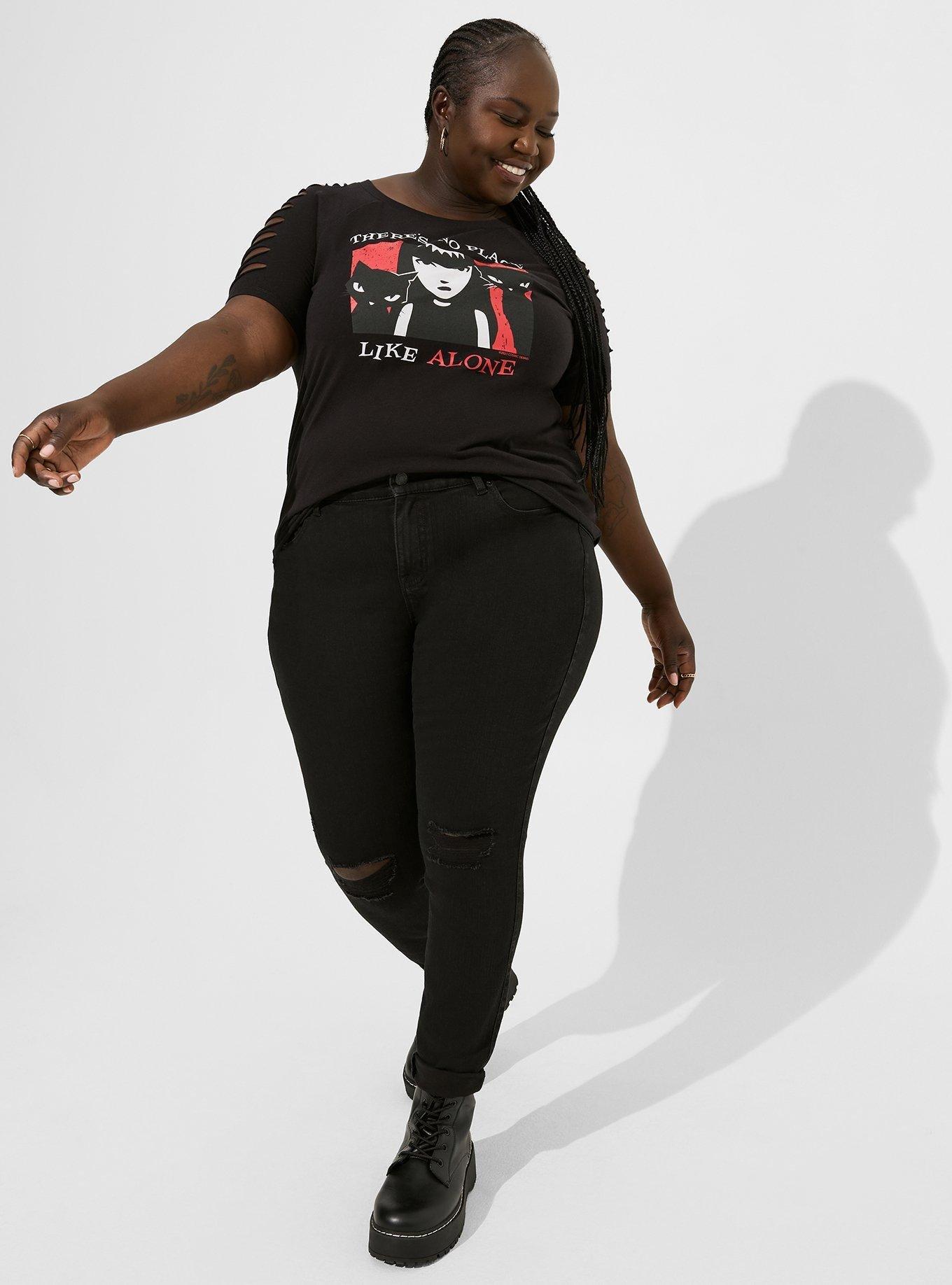 Plus Size - Emily The Strange Relax Fit Cotton Slashed Sleeve Raglan ...