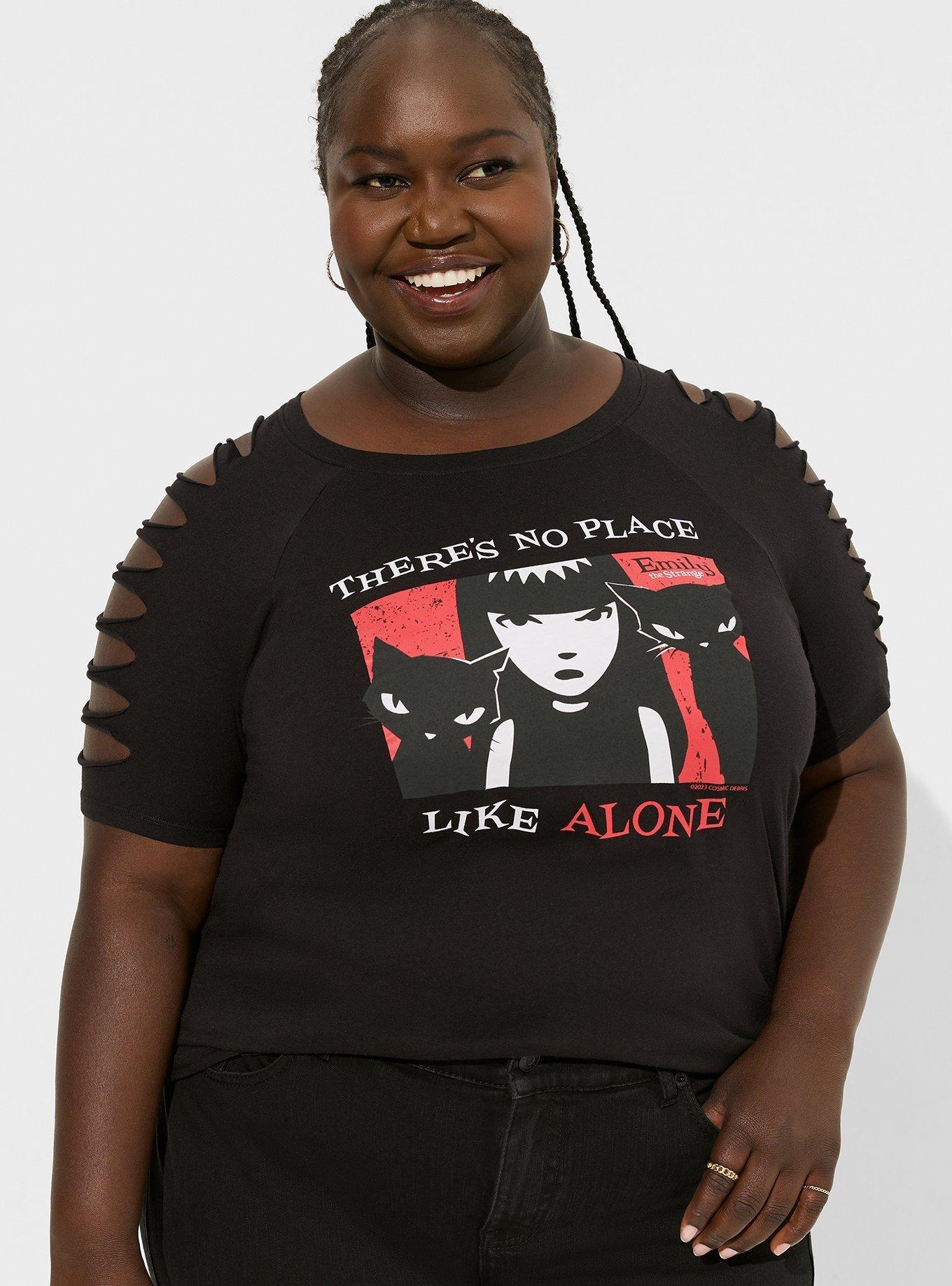 Plus Size - Emily The Strange Relax Fit Cotton Slashed Sleeve Raglan ...