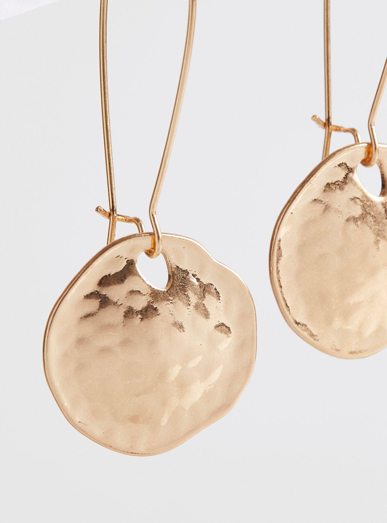 Plus Size - Hammered Disc Drop Earring - Torrid
