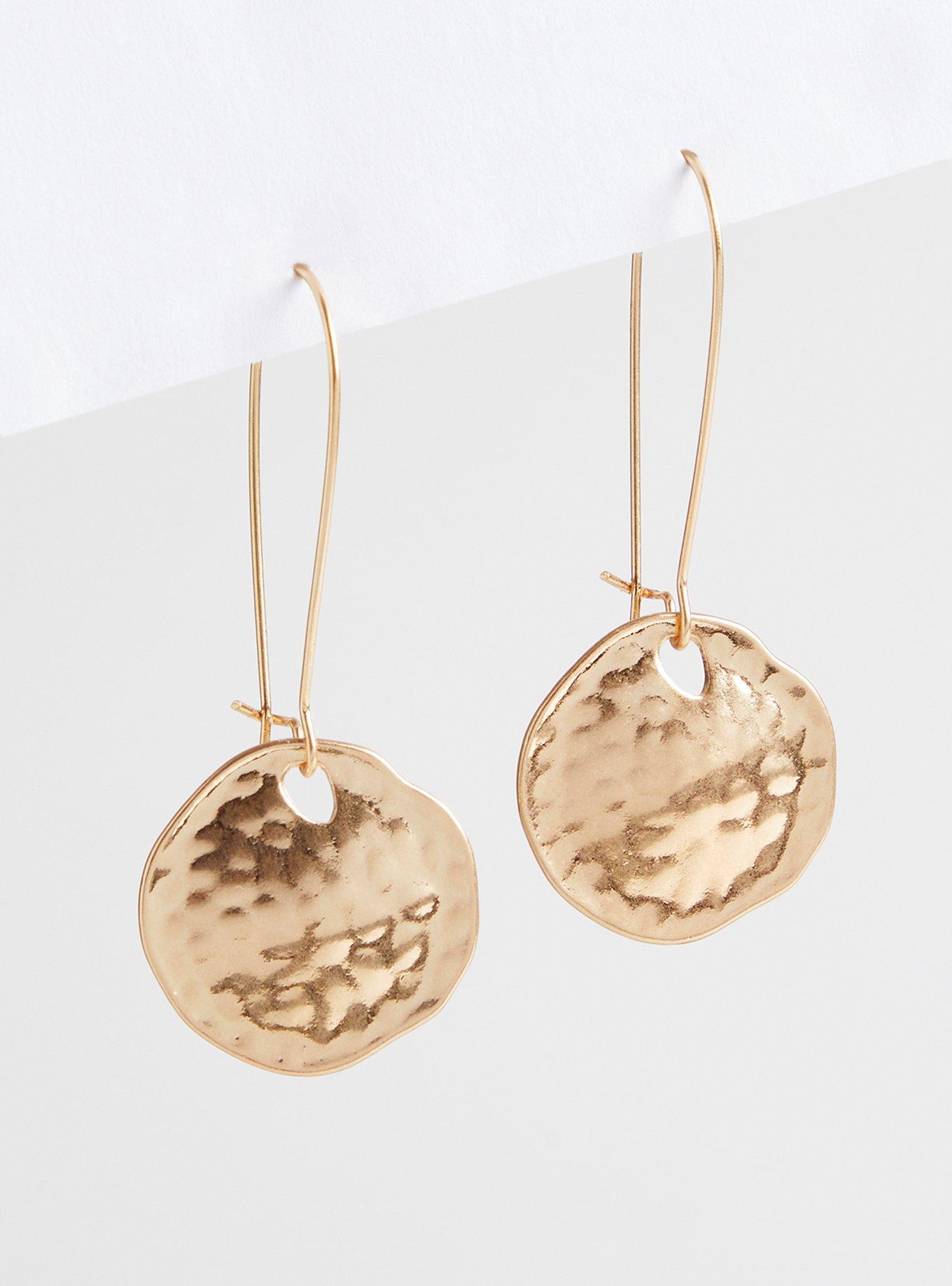 Plus Size - Hammered Disc Drop Earring - Torrid