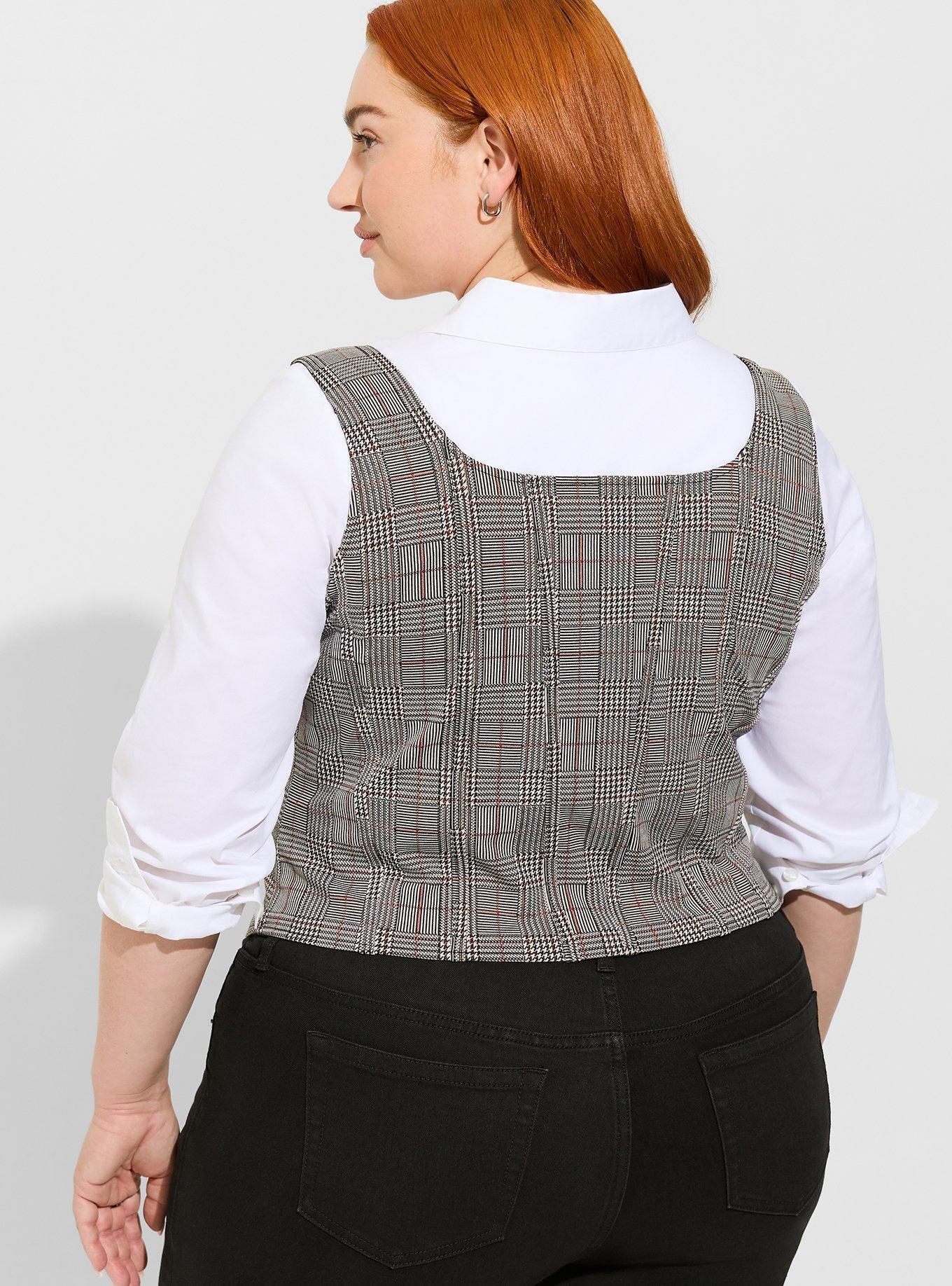 Plus Size - Double Knit Jacquard Square Neck Zip Front Corset Top - Torrid