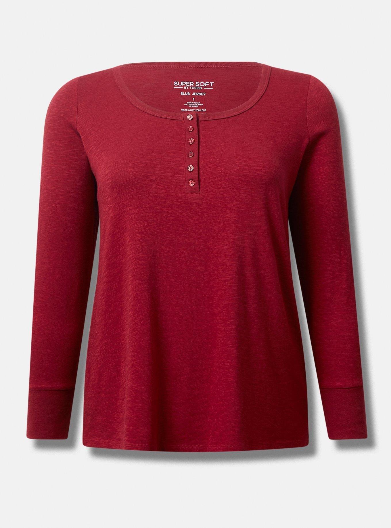 Plus Size - Super Soft Slub Scoop Neck Long Sleeve Henley - Torrid