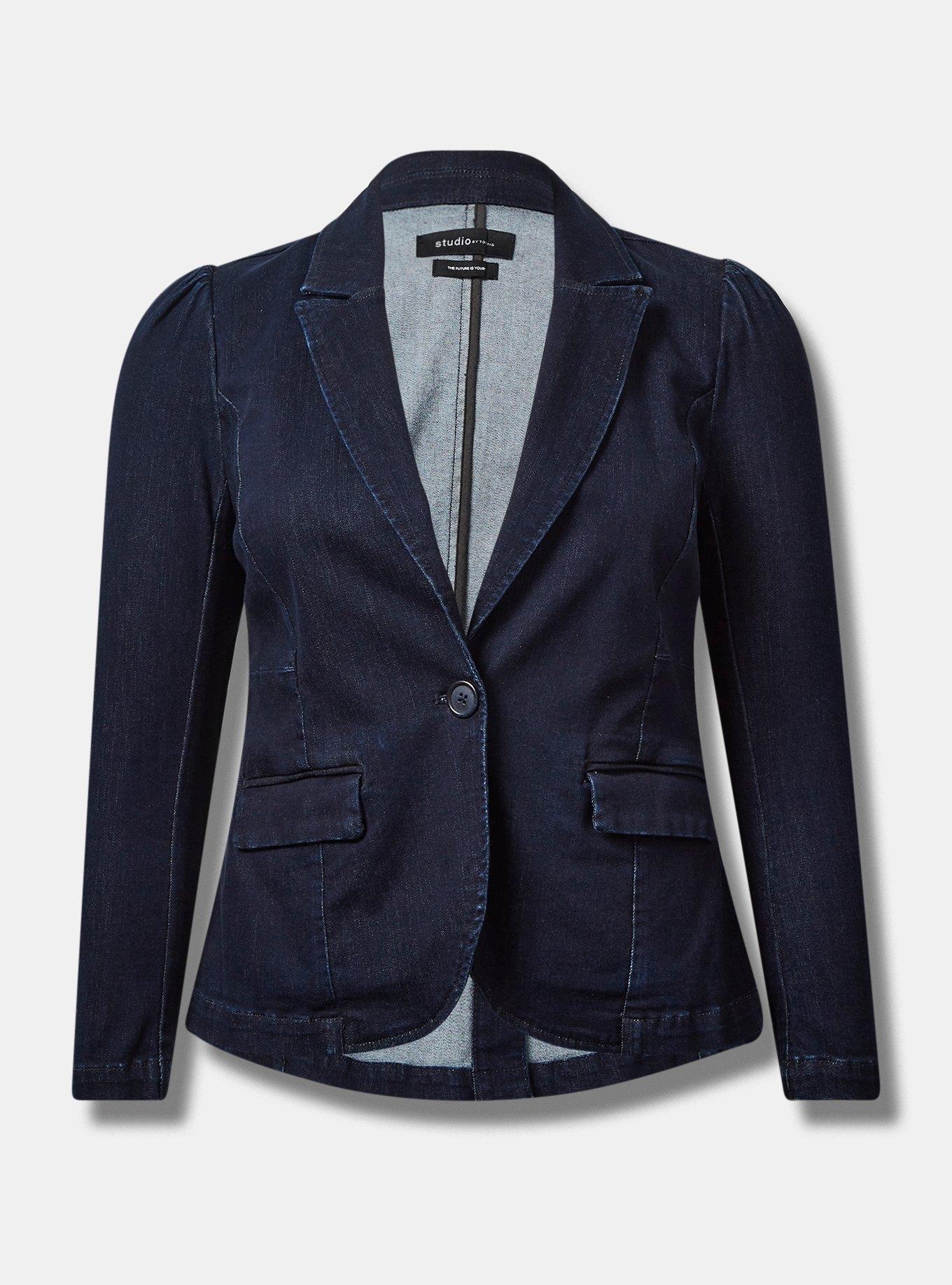 Plus Size - Studio Denim Button Front Blazer - Torrid