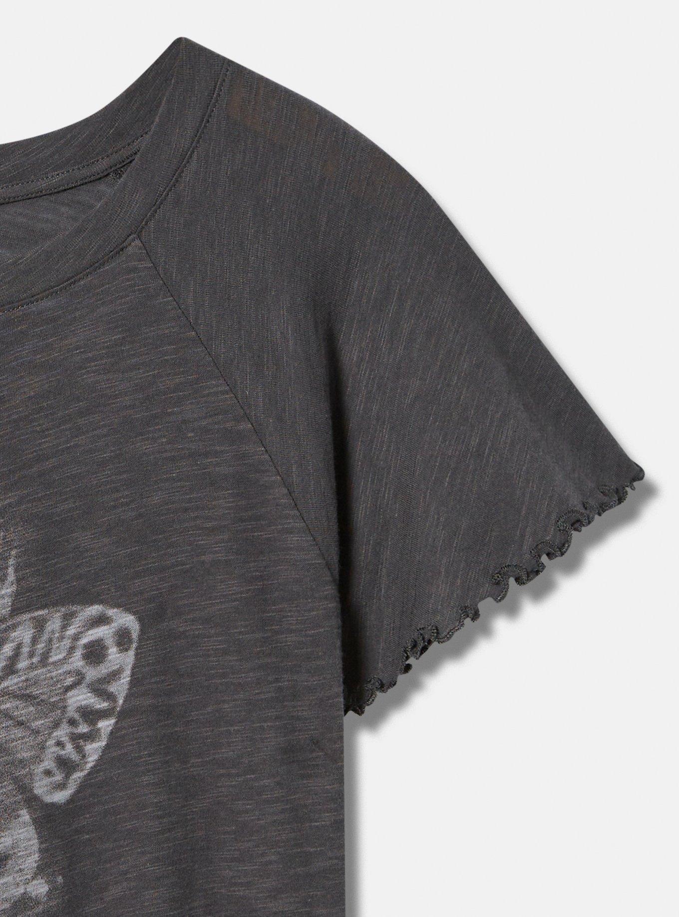 Plus Size - Butterfly Classic Fit Cotton Slub Crew Neck Flutter Sleeve ...