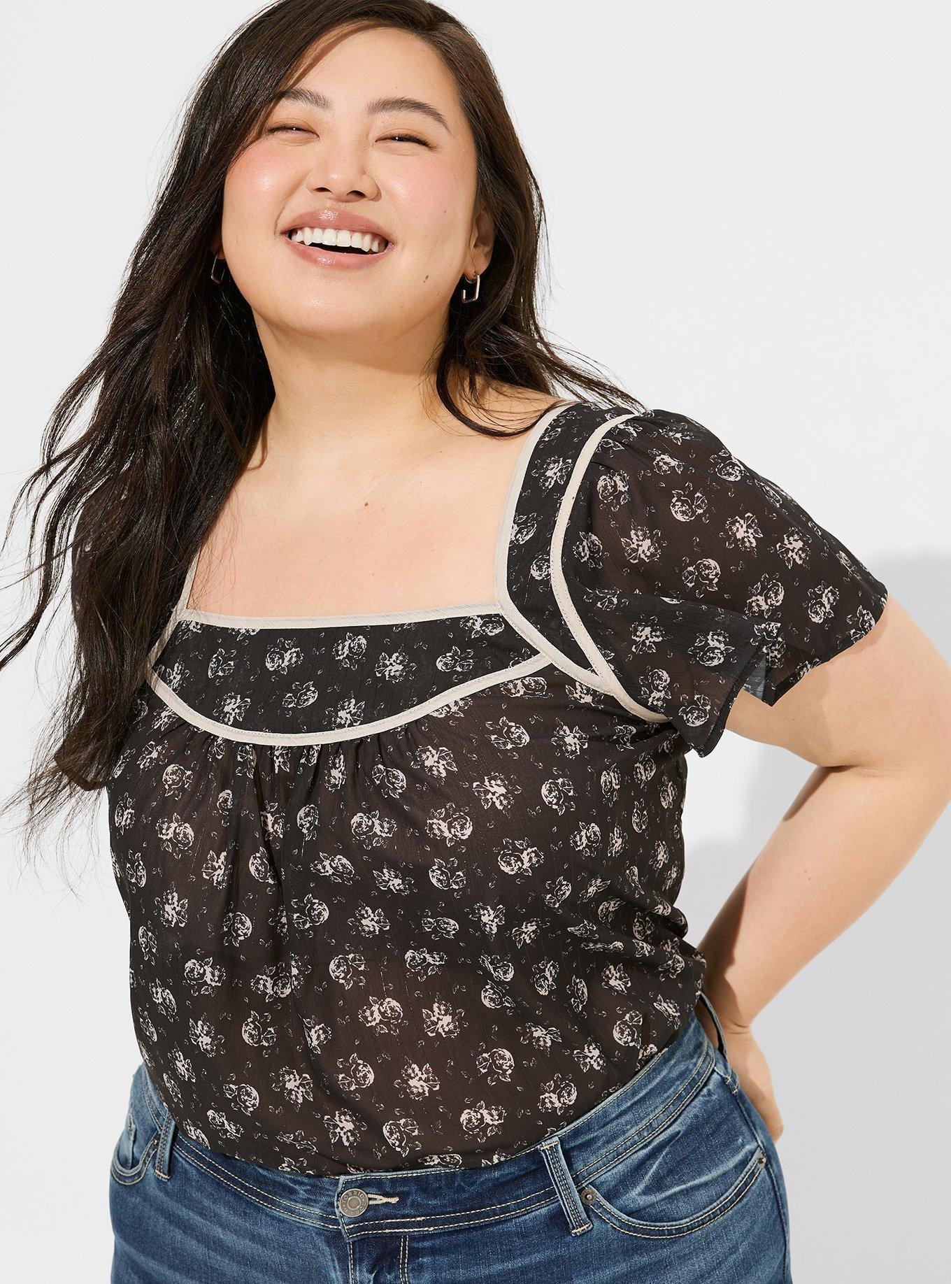 Plus Size - Crinkle Chiffon Flutter Sleeve Top - Torrid