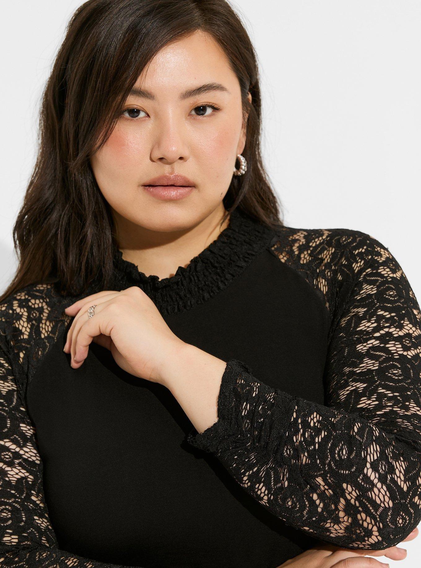 Plus Size - Mini Super Soft Lace Sleeve Skater Dress - Torrid