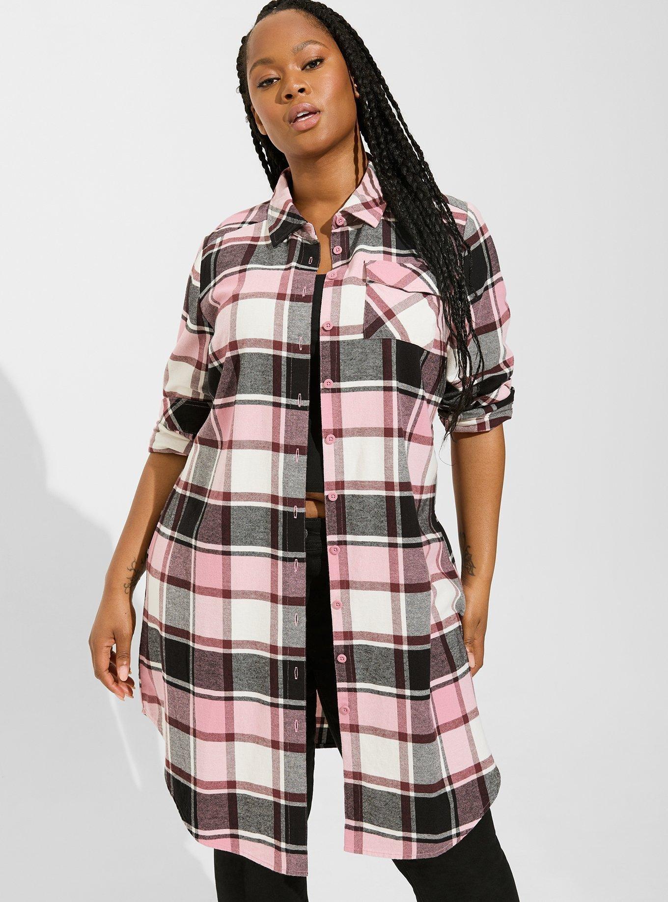 Plus Size - Flannel Midi Shacket - Torrid