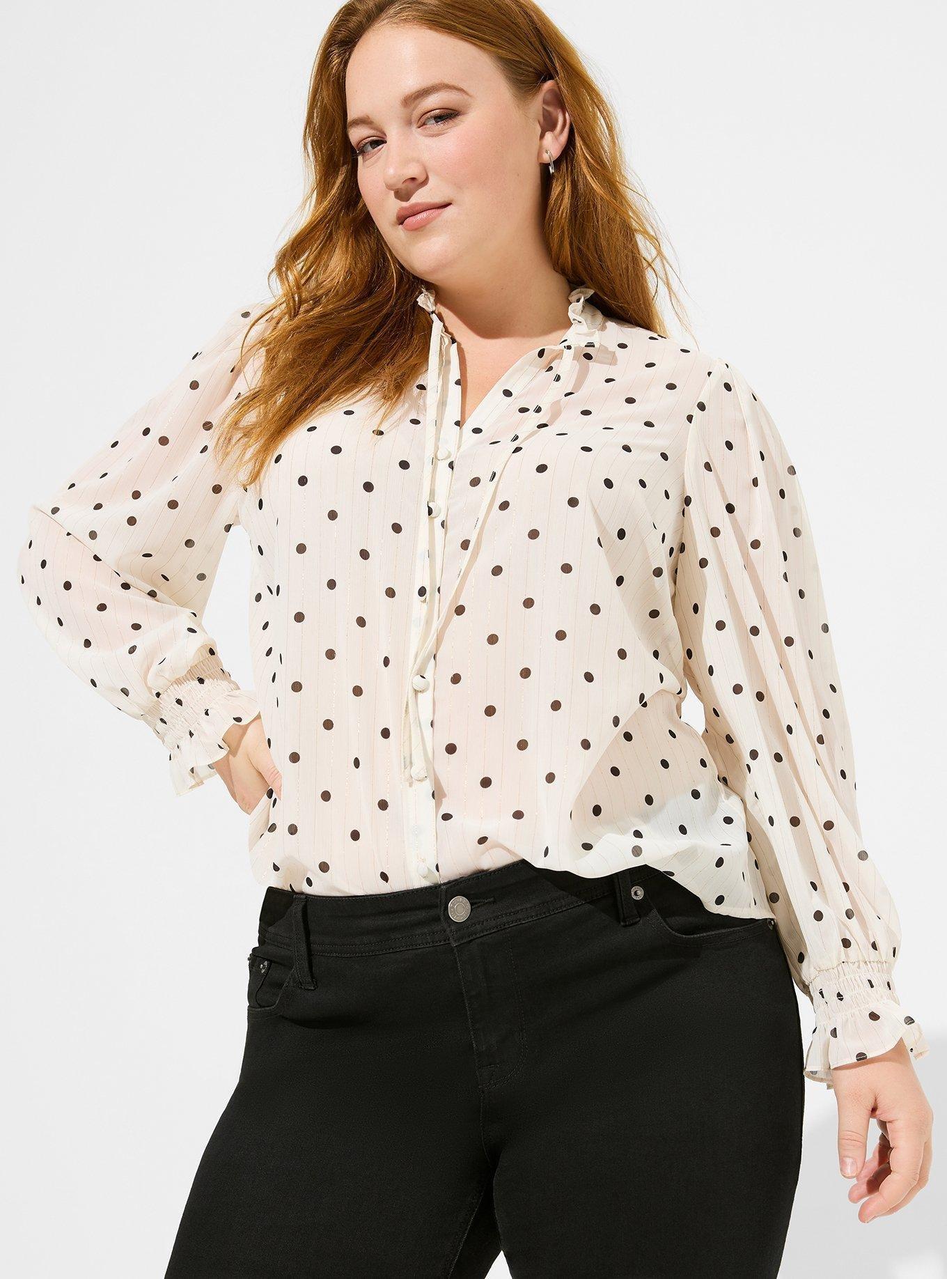 Plus Size - Crinkle Chiffon Button Up Mock Neck Blouse - Torrid