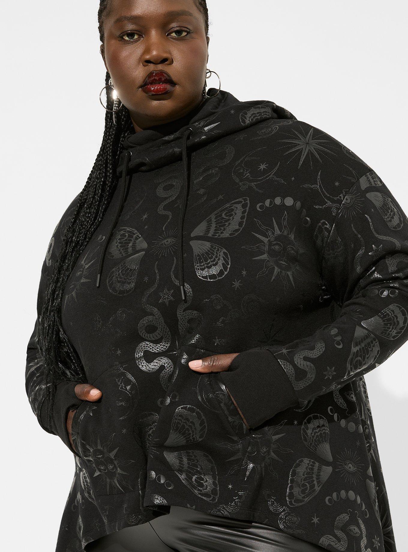 Plus Size - Serpent Celestial Cozy Fleece Hi-Low Funnel Neck Hoodie ...