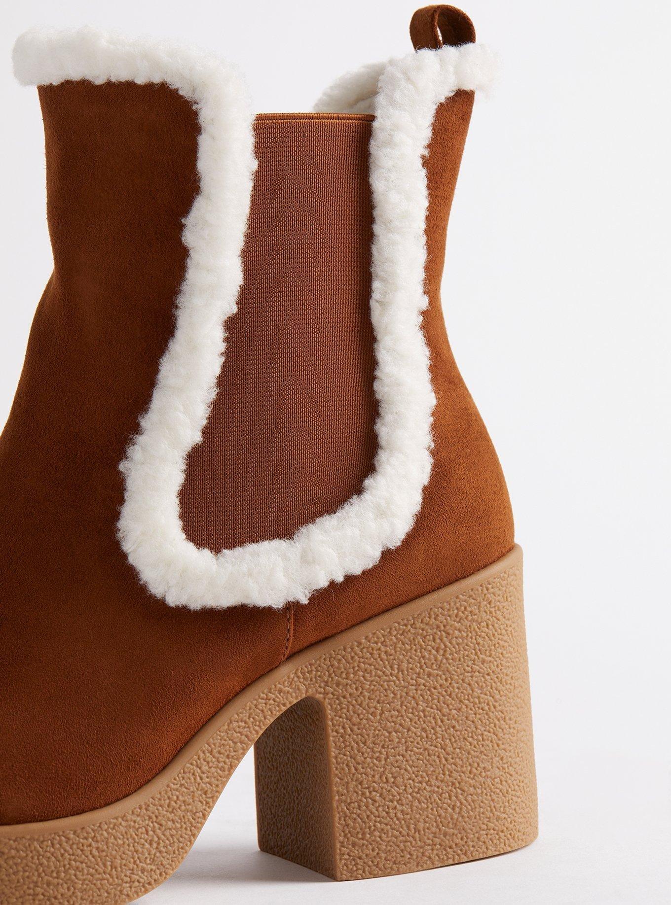 Plus Size - Shearling Trim Platform Bootie (WW) - Torrid