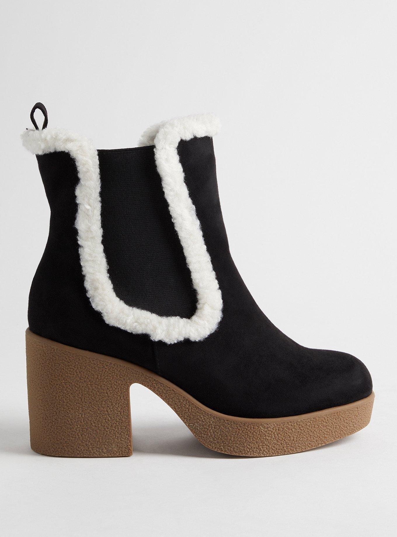 Plus Size - Shearling Trim Platform Bootie (WW) - Torrid