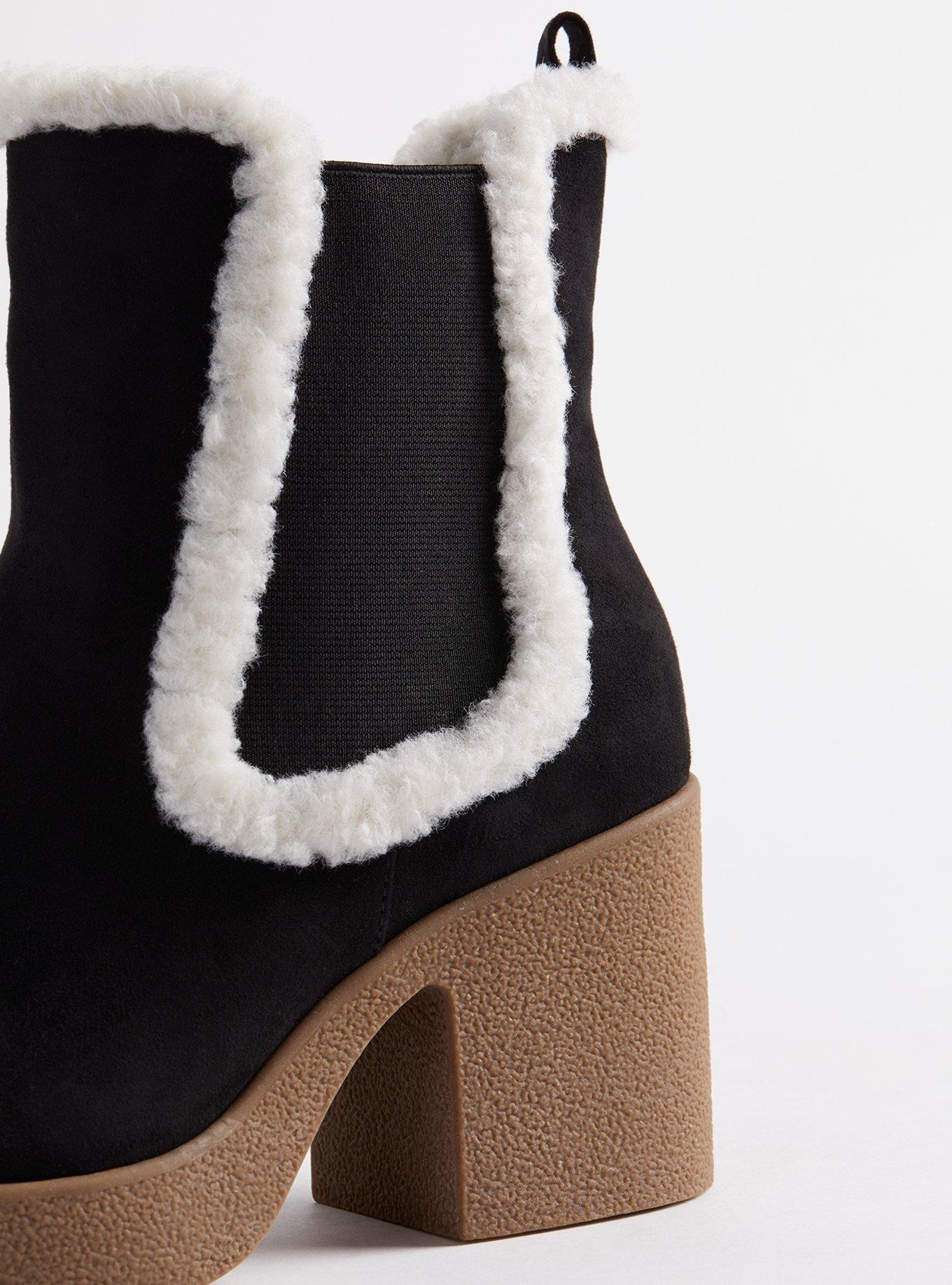Plus Size - Shearling Trim Platform Bootie (WW) - Torrid