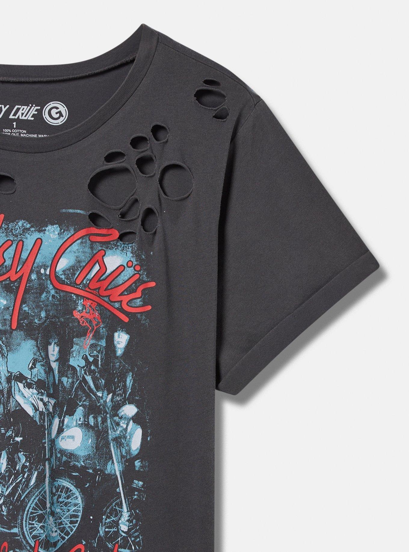 Plus Size - Motley Crue Relaxed Fit Cotton Distressed Tunic Tee - Torrid